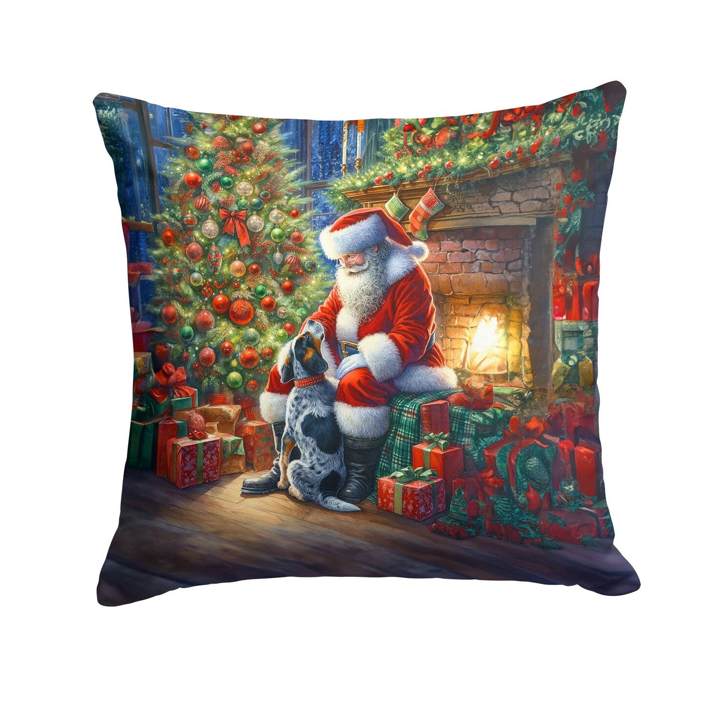Edge Collections - 18" X 18" - Multicolor - Santa Claus Bluetick Hound ...