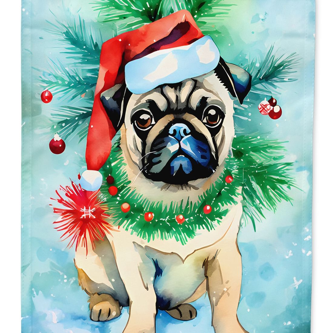 Edge Collections - 28" X 40" - Multicolor - Pug Christmas Large Porch ...