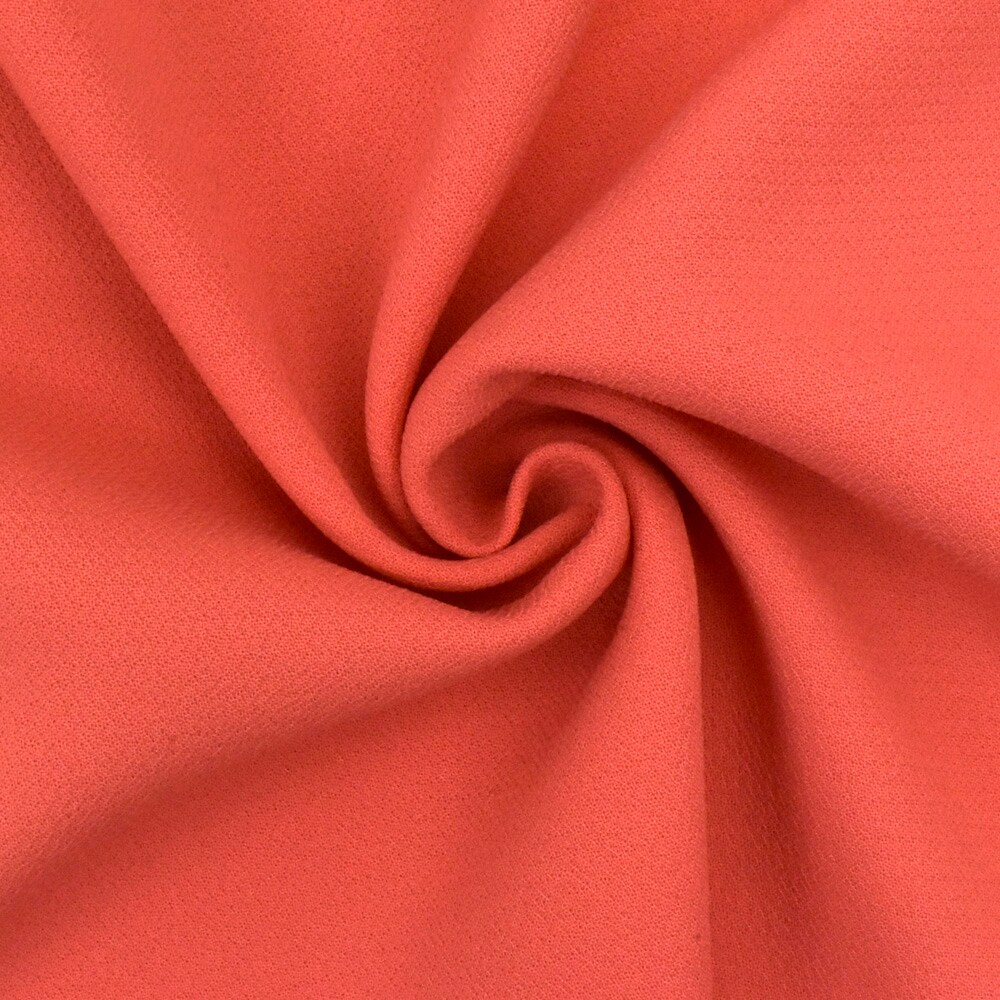 Coral Red Texture Polyester Double Weave Crepe Momie Woven Fabric By ...