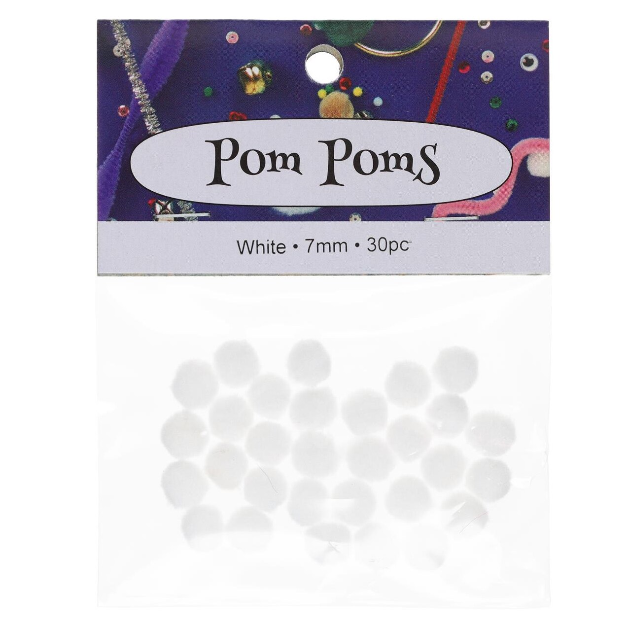 PA Essentials Pom Pom Balls 7mm 30pc White – Arts and Crafts Supplies ...
