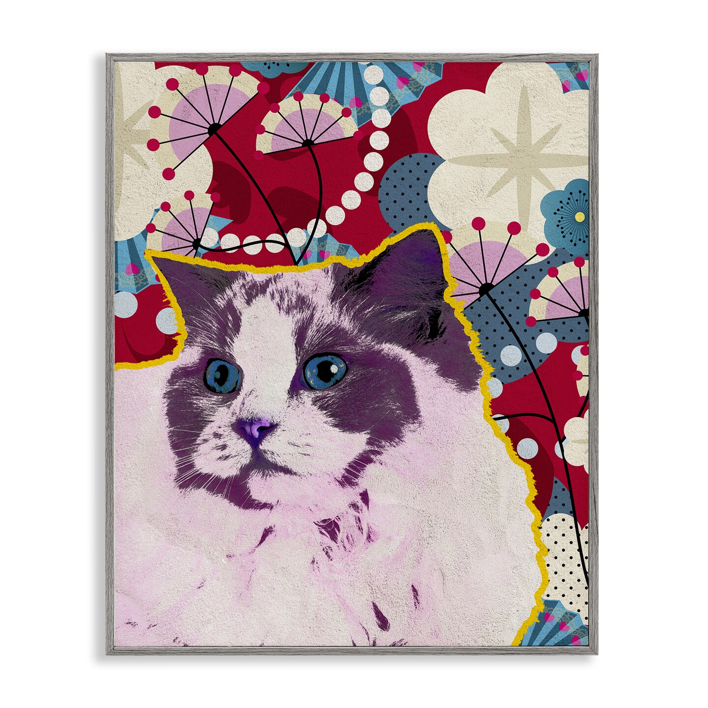 Stupell Industries Wow Kitty with Pop Accents Framed Giclee By ...
