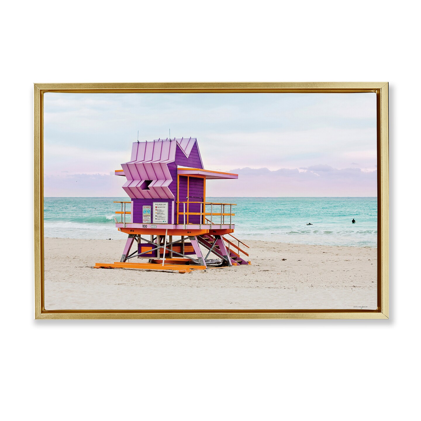 Stupell Industries Purple Lifeguard Building Floating Frame Design by ...