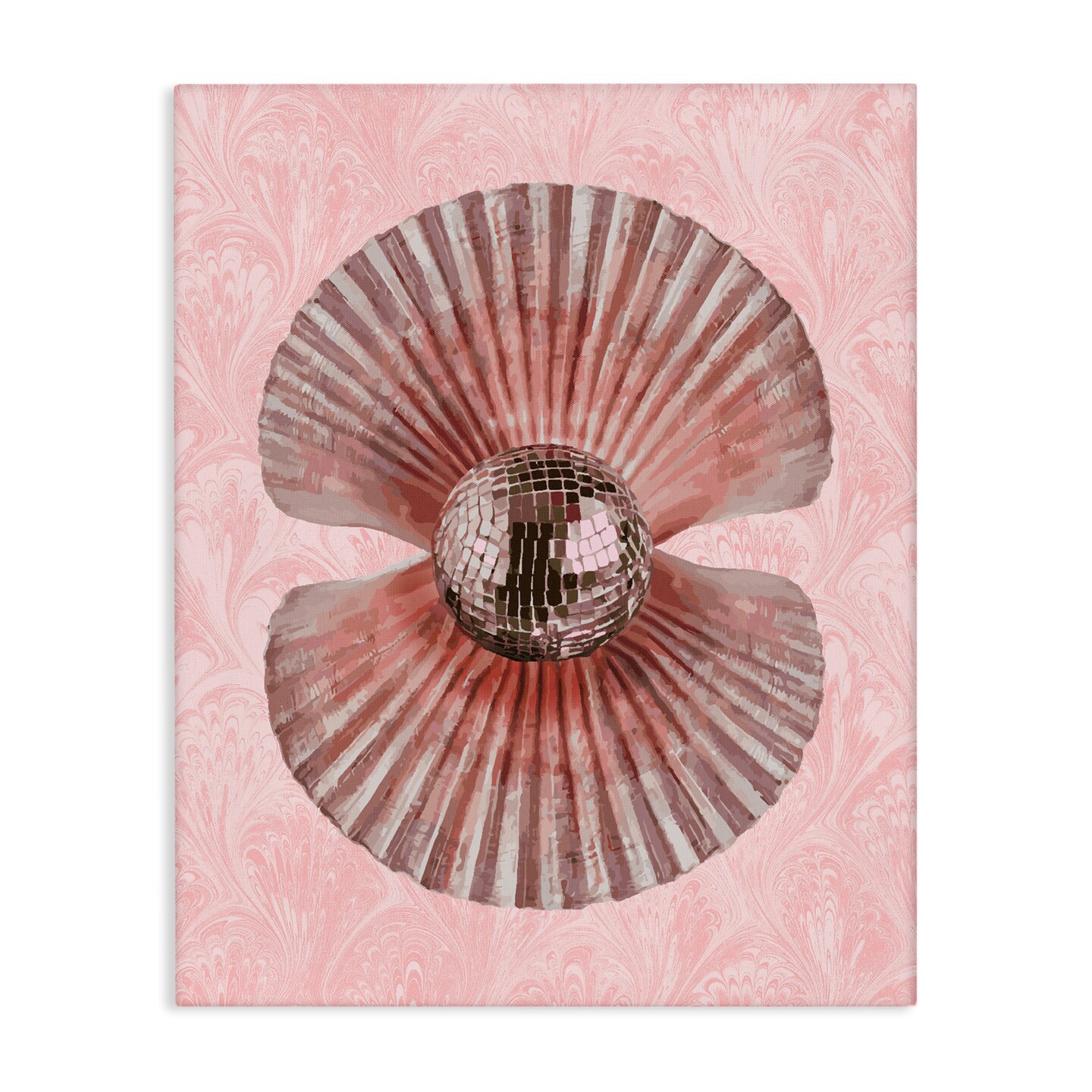 Stupell Industries Disco Ball Clam Pearl Canvas Design by Lil' Rue ...