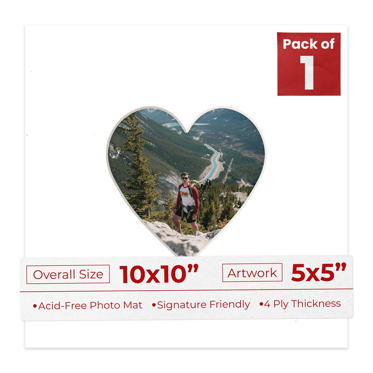 White Mat Board for 10x10 Frames - Heart Opening for 5x5 Photos, Color ...