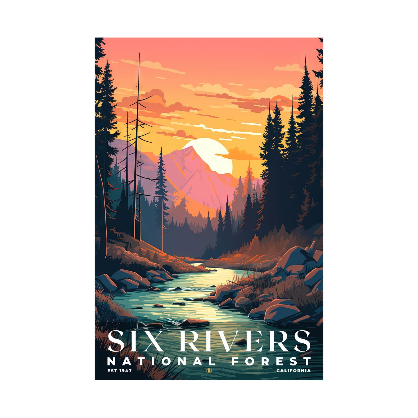 Six Rivers National Forest Poster, Travel Art, Office Poster, Home ...