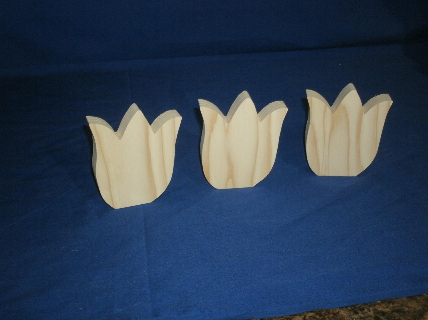 3 Unfinished Wood Tulip, Wooden Tulip Shape, Wooden Easter Tier Tray ...