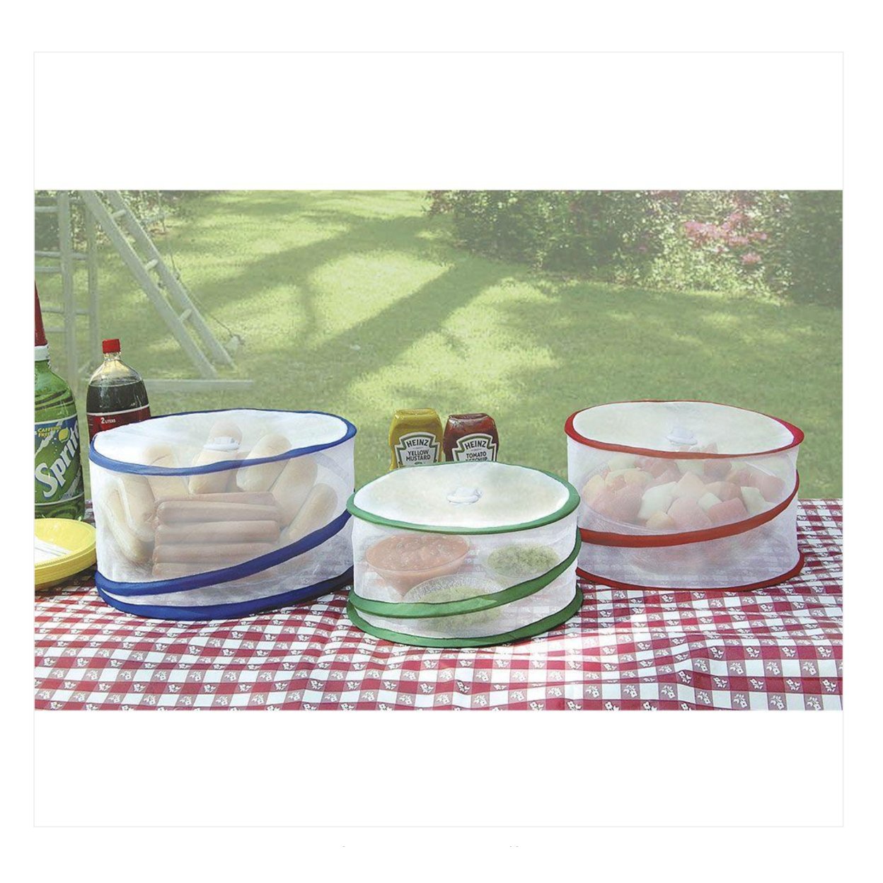 Chef Buddy 3-Pack Outdoor Food Covers Mesh Pop-Up Pest Green Red Blue ...