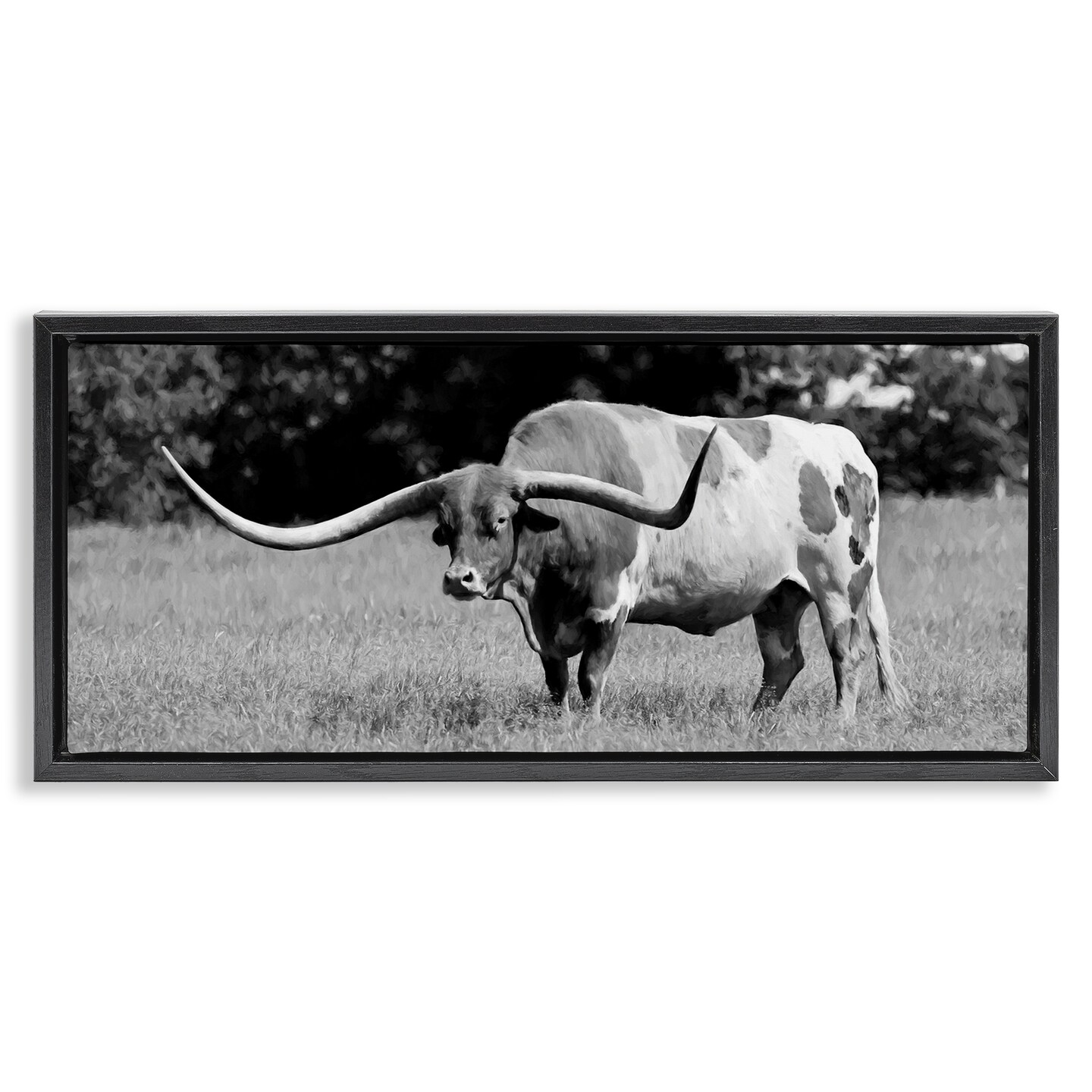 Stupell Industries Spotted Longhorn in Grassland Floating Frame By Lori ...