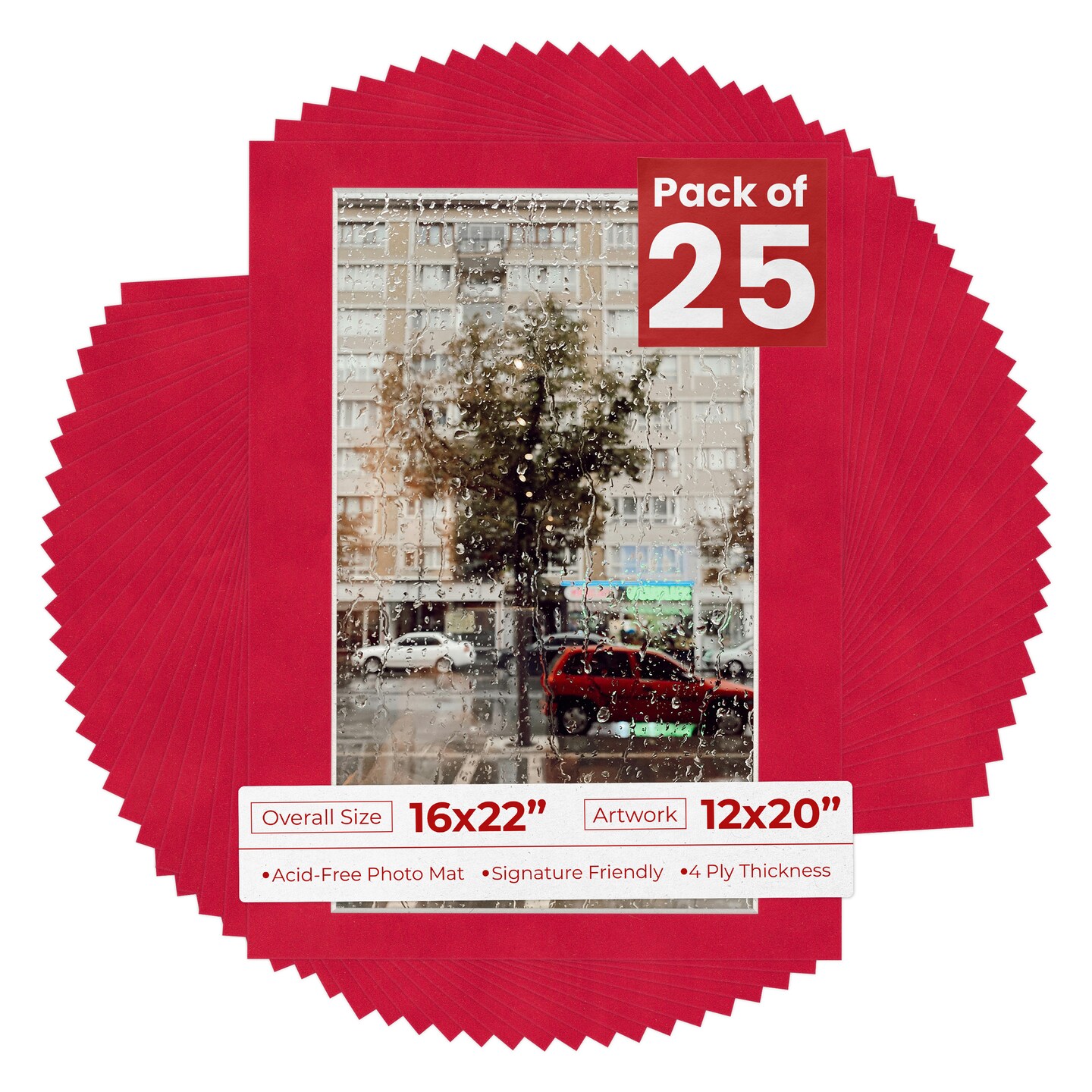 Cherry Red Suede Mat Board for 16x22 Frames - Fits 12x20 Photos, Color ...