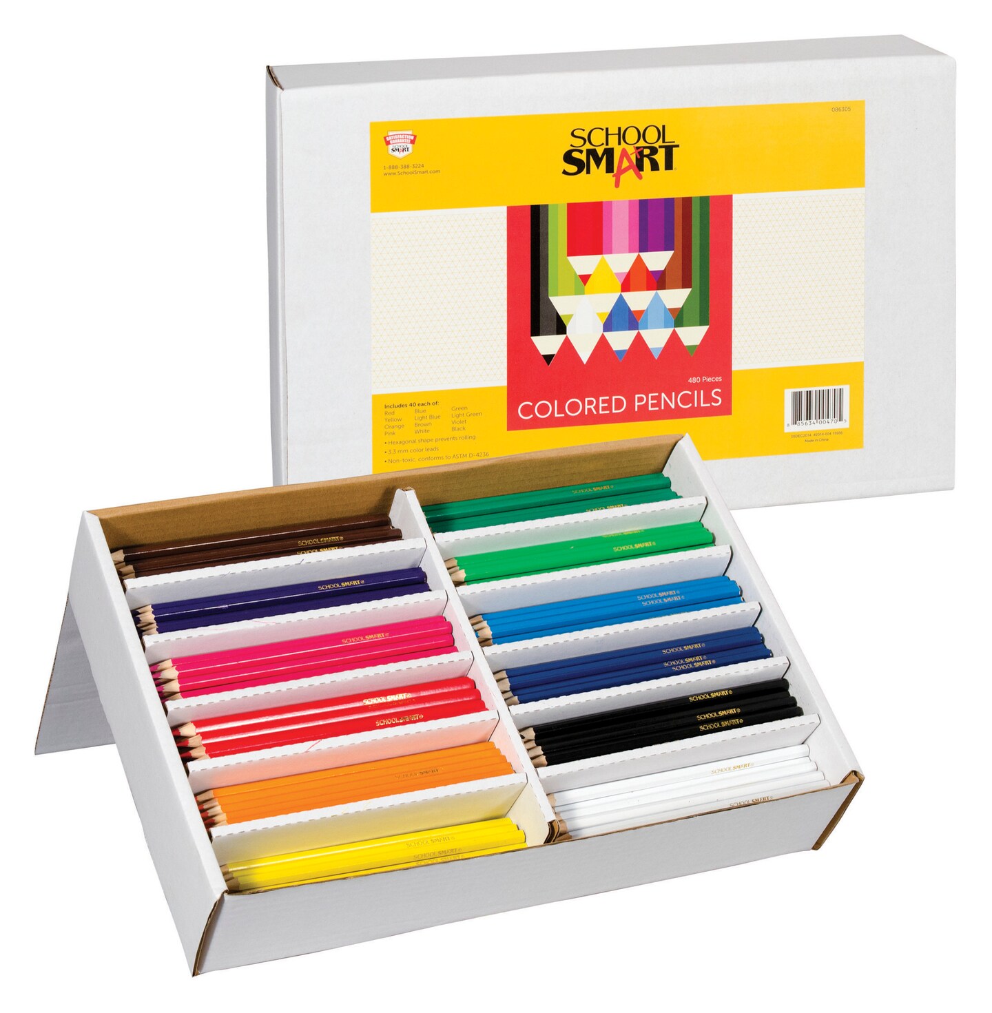 School Smart Colored Pencils Classroom Pack, 12 Assorted Colors, Pack ...