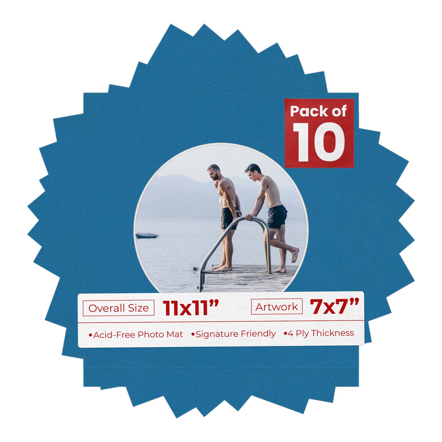 Blue Mat Board for 11x11 Frames - Circle Opening for 7x7 Photos, Color ...