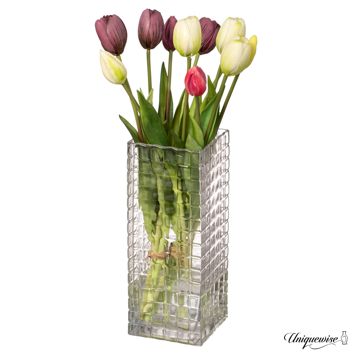 Set of 2 Square Frosted Clear Glass Table Vase - A Timeless Centerpiece ...