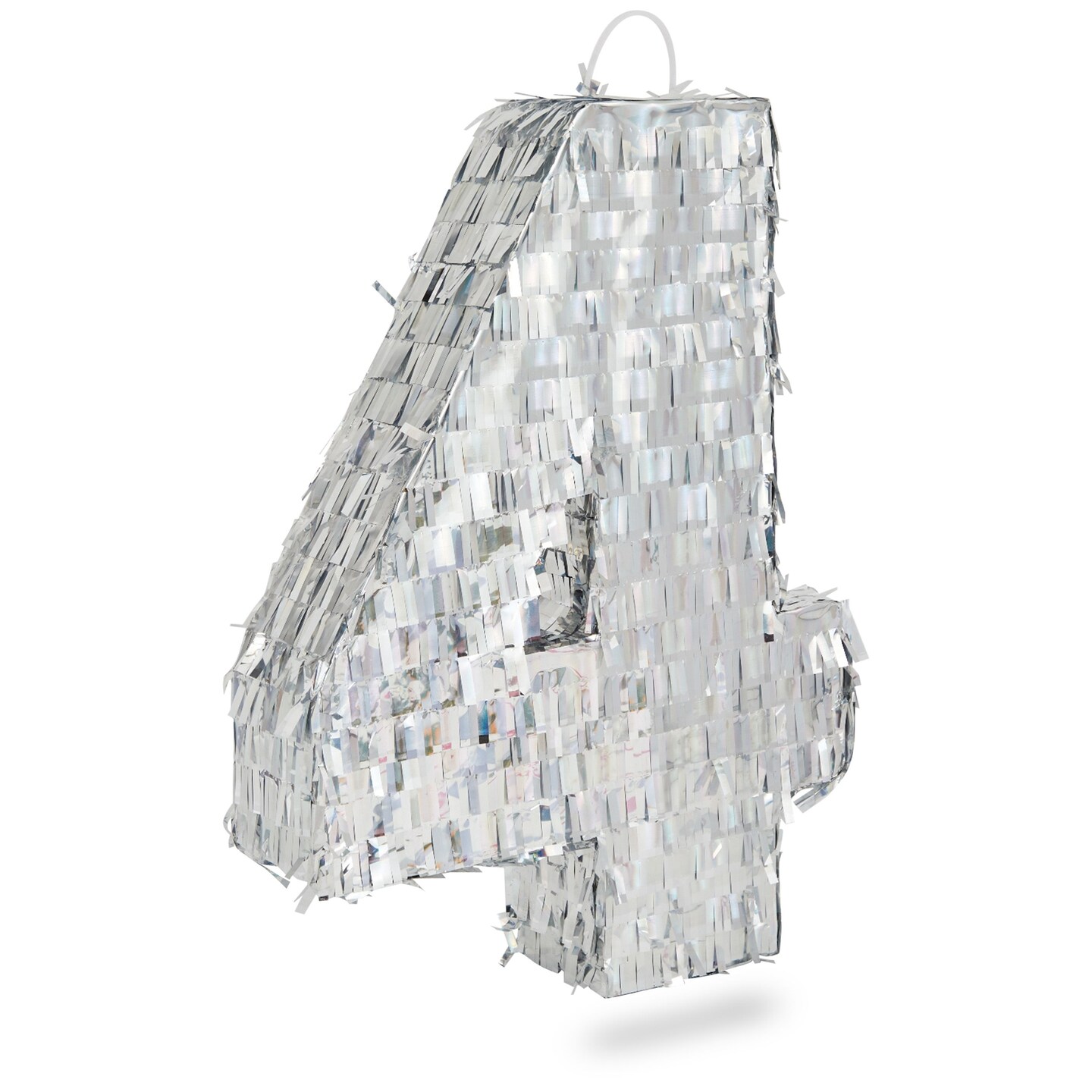 Small Holographic Silver Foil Number 4 Pinata for Kids Birthday Party ...