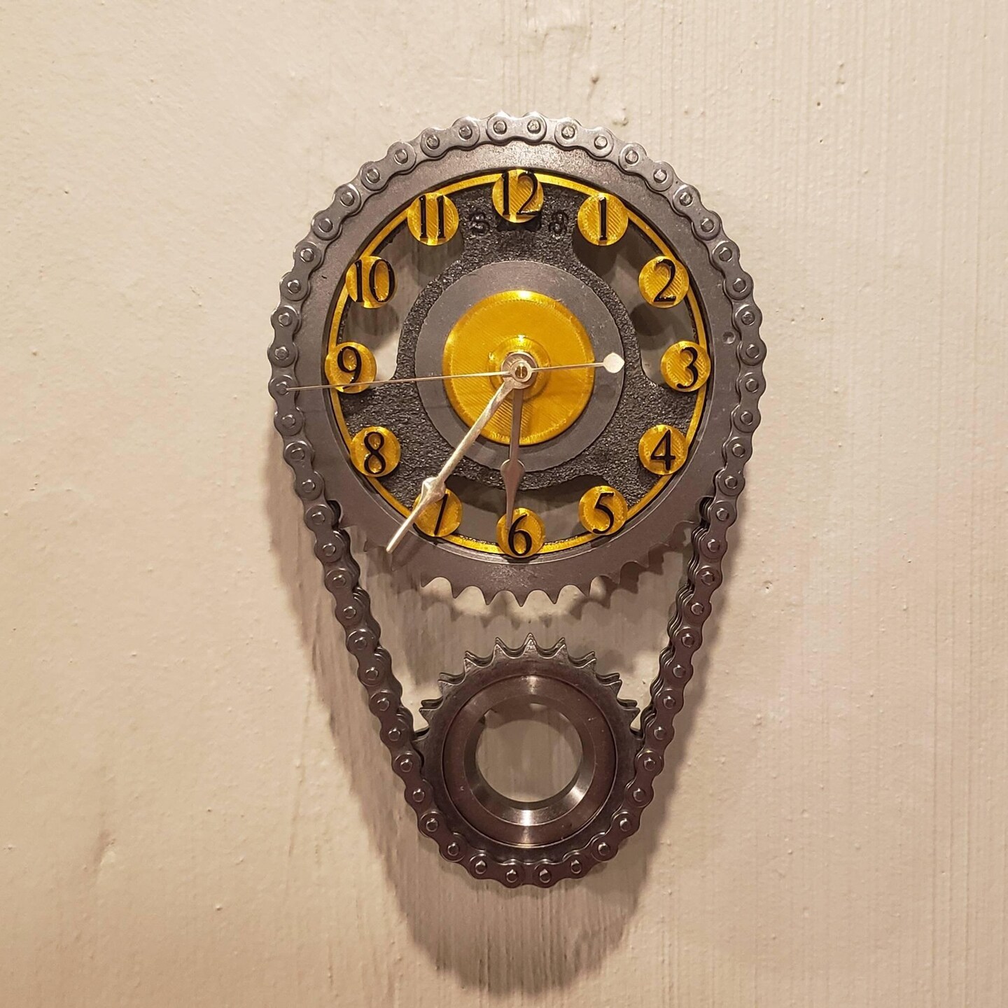 Gold Gear Wall Clock, made with Chevy small block timing set ...