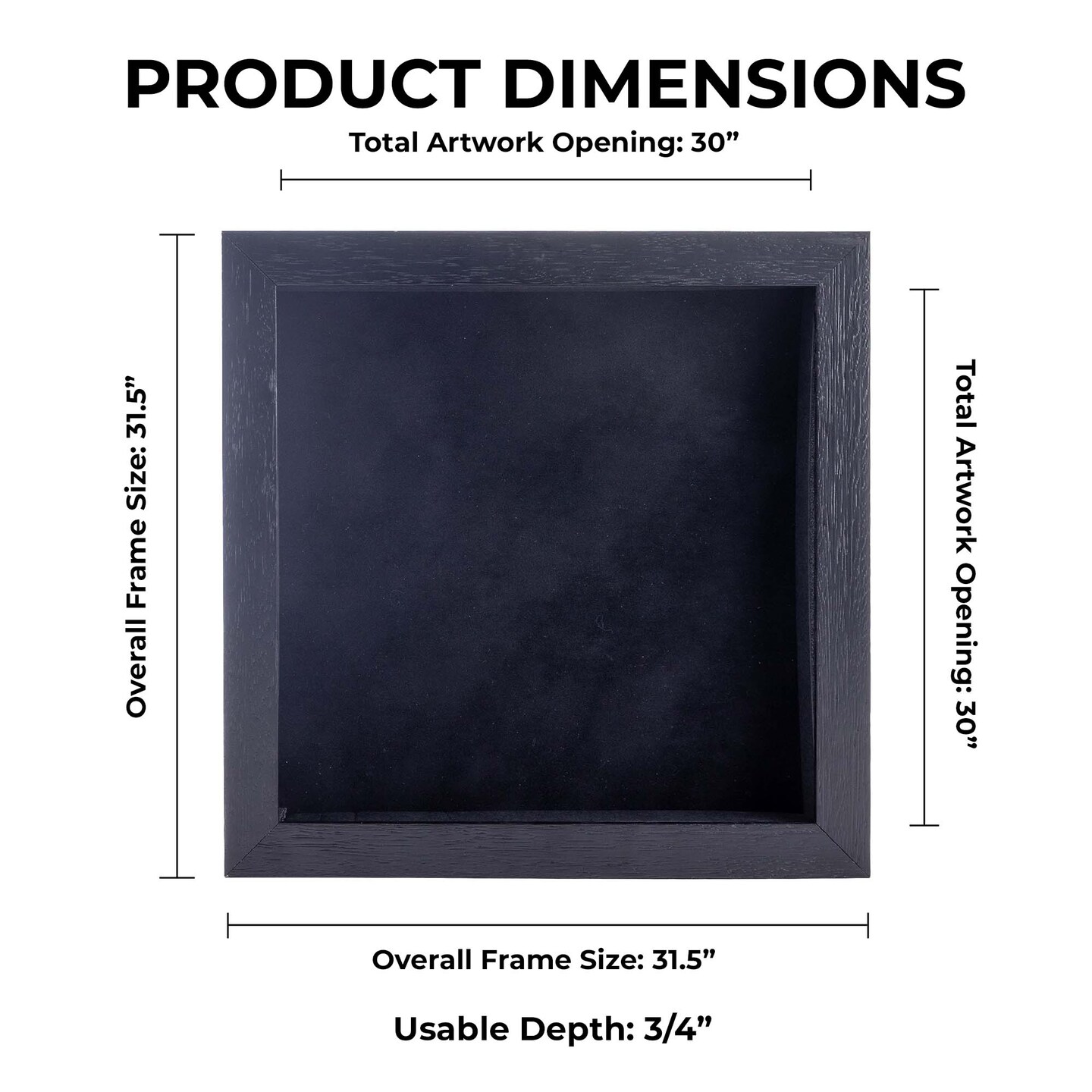 Black Wood Grain Shadow Box Frame with Acrylic Front - Black Suede ...