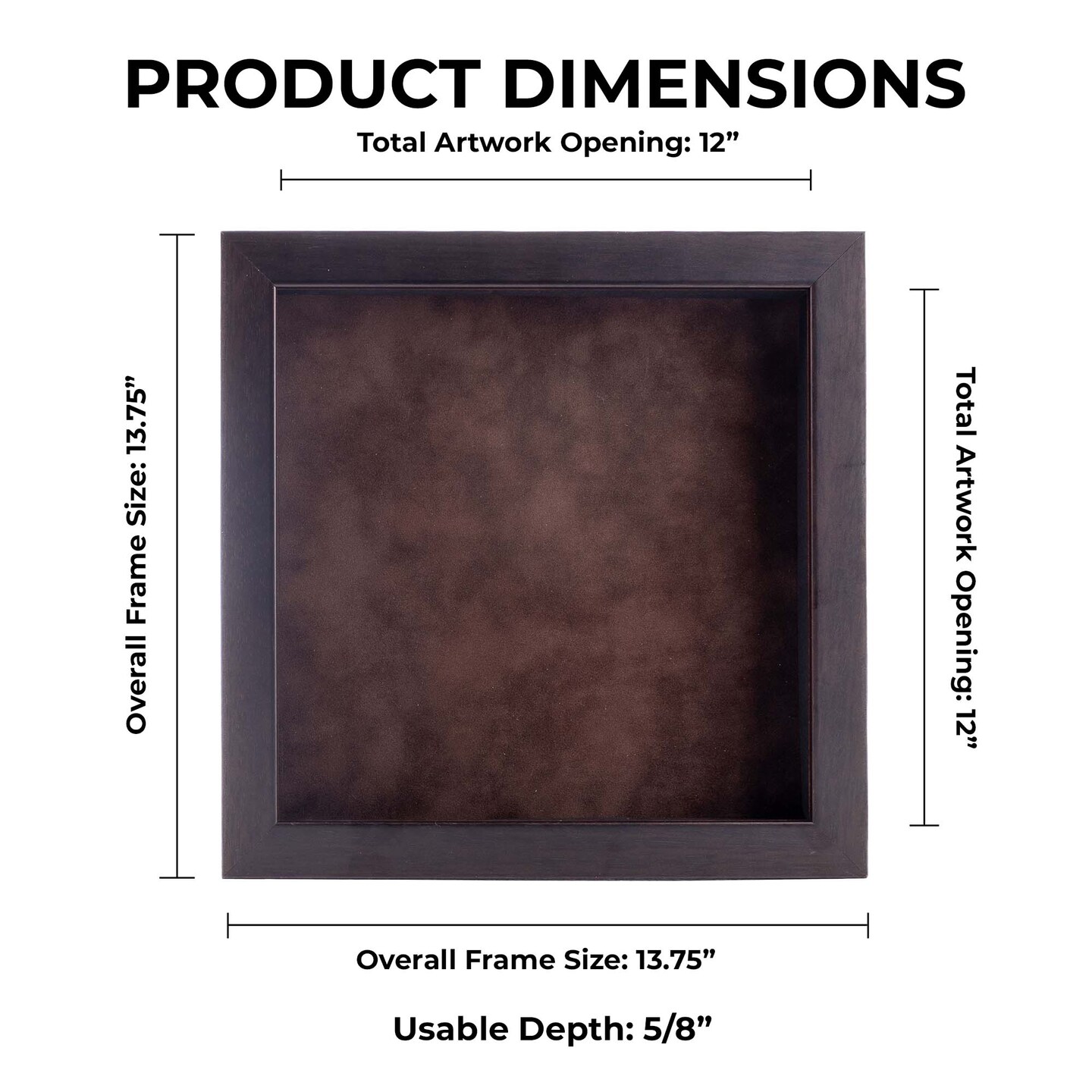 Rich Dark Brown Wood Shadow Box Frame with Acrylic Front - Brown Suede ...