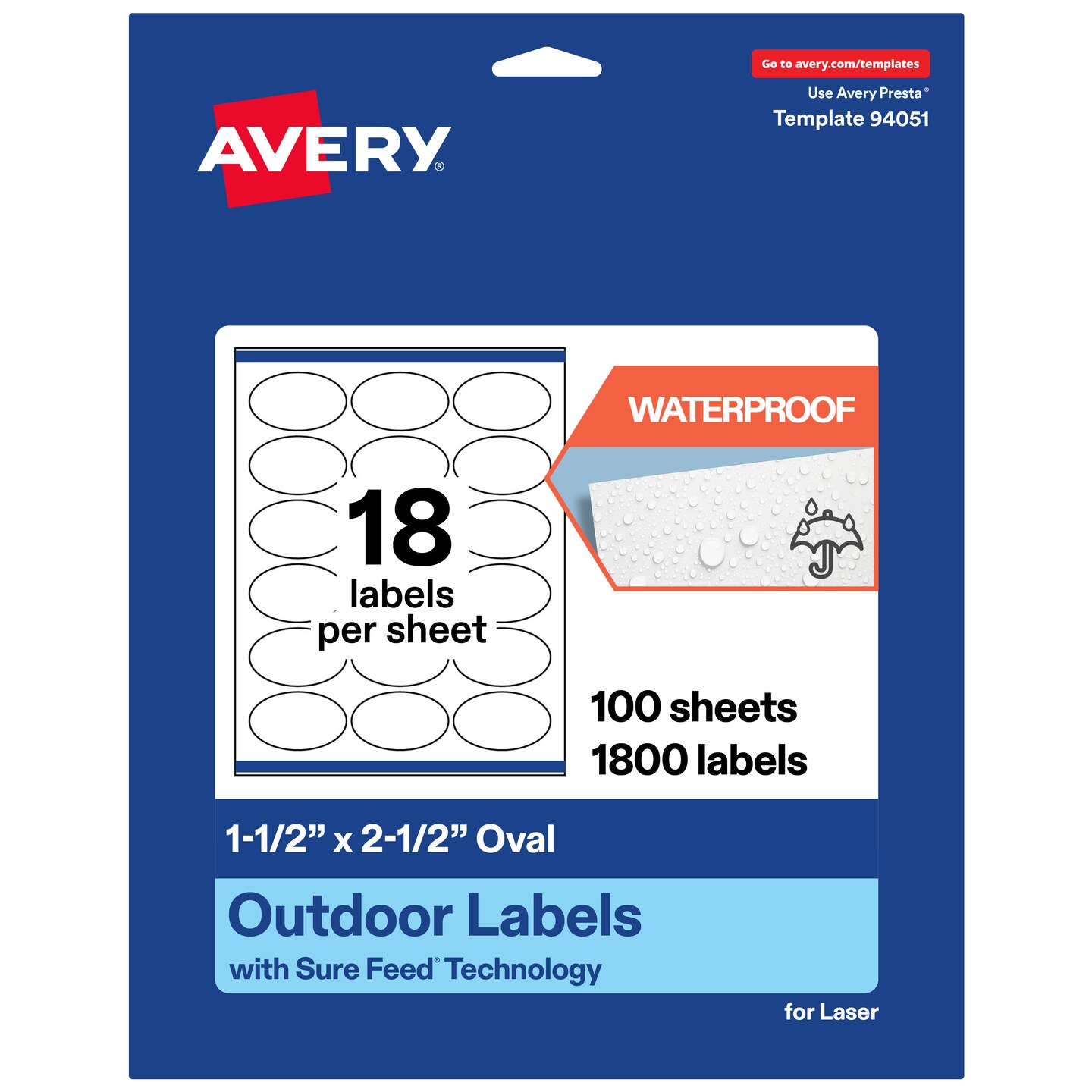 Avery Outdoor Waterproof Labels, 1.5" x 2.5" Oval, Color: White, Count ...