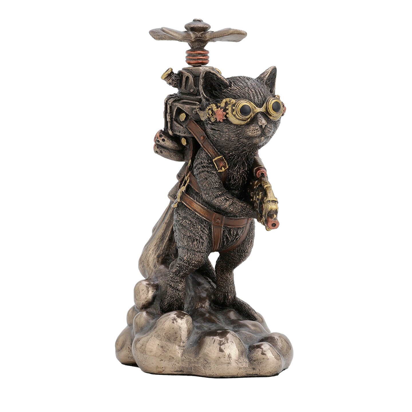 Veronese Design 5 1/2 Inch Tall Steampunk Cat Propeller Bronzed Resin ...