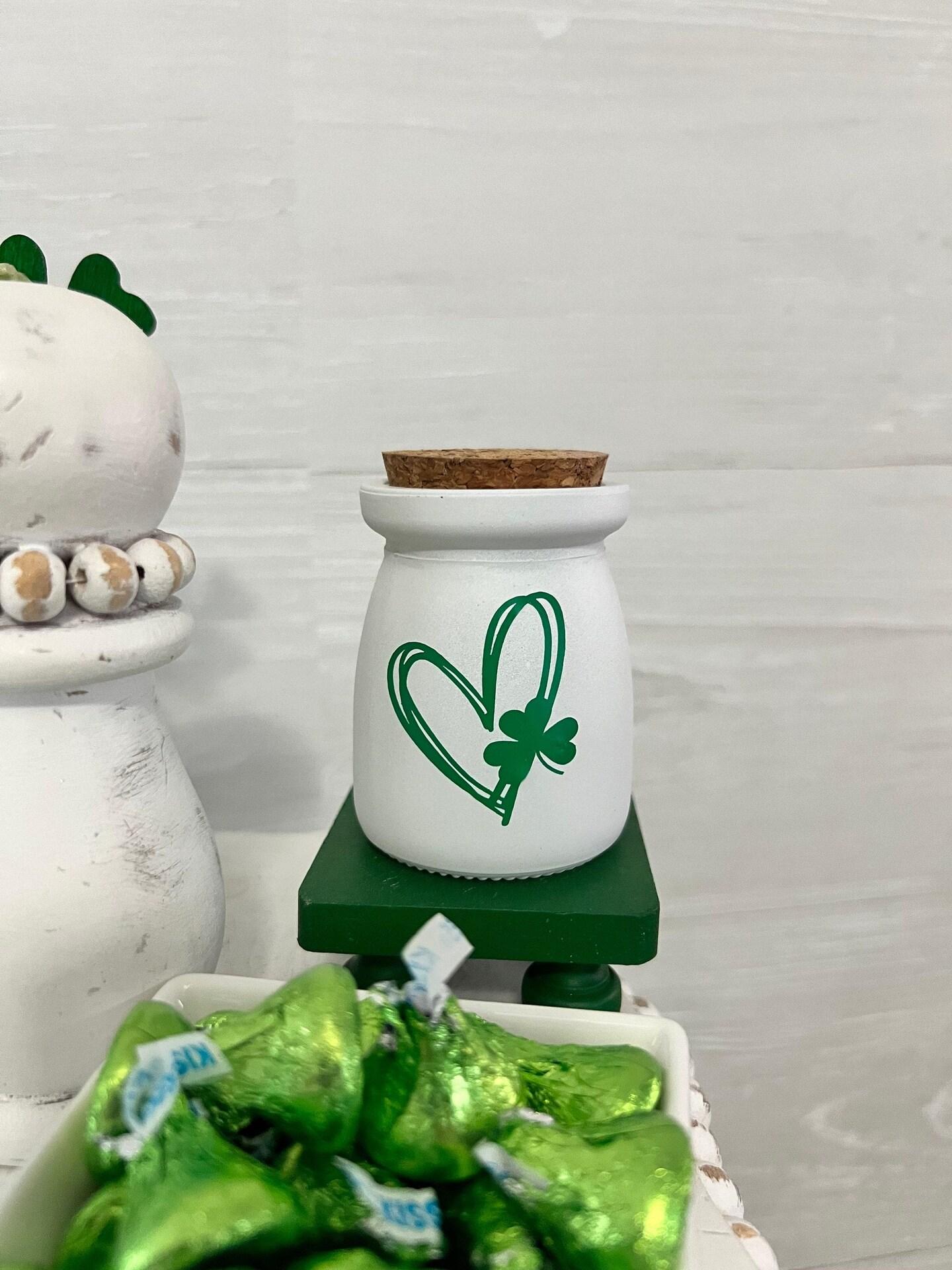 St Patricks Day tiered tray decor, St. Patricks Day mini jars, St Pats ...