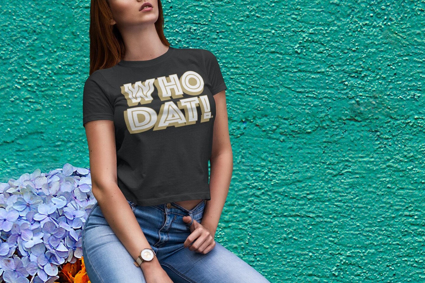 Who Dat Nation Big Bold New Orleans Cropped T-Shirt 1171-Z | MakerPlace ...