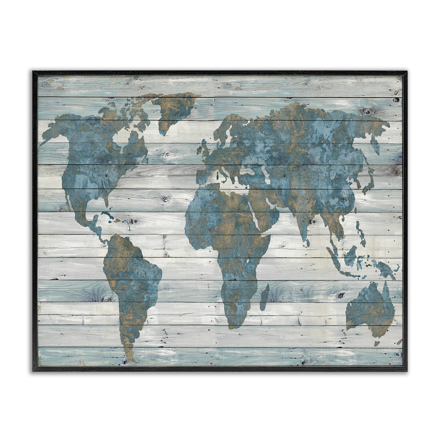 Stupell Industries Slate Blue & Tan World Map Framed Giclee Art | Michaels