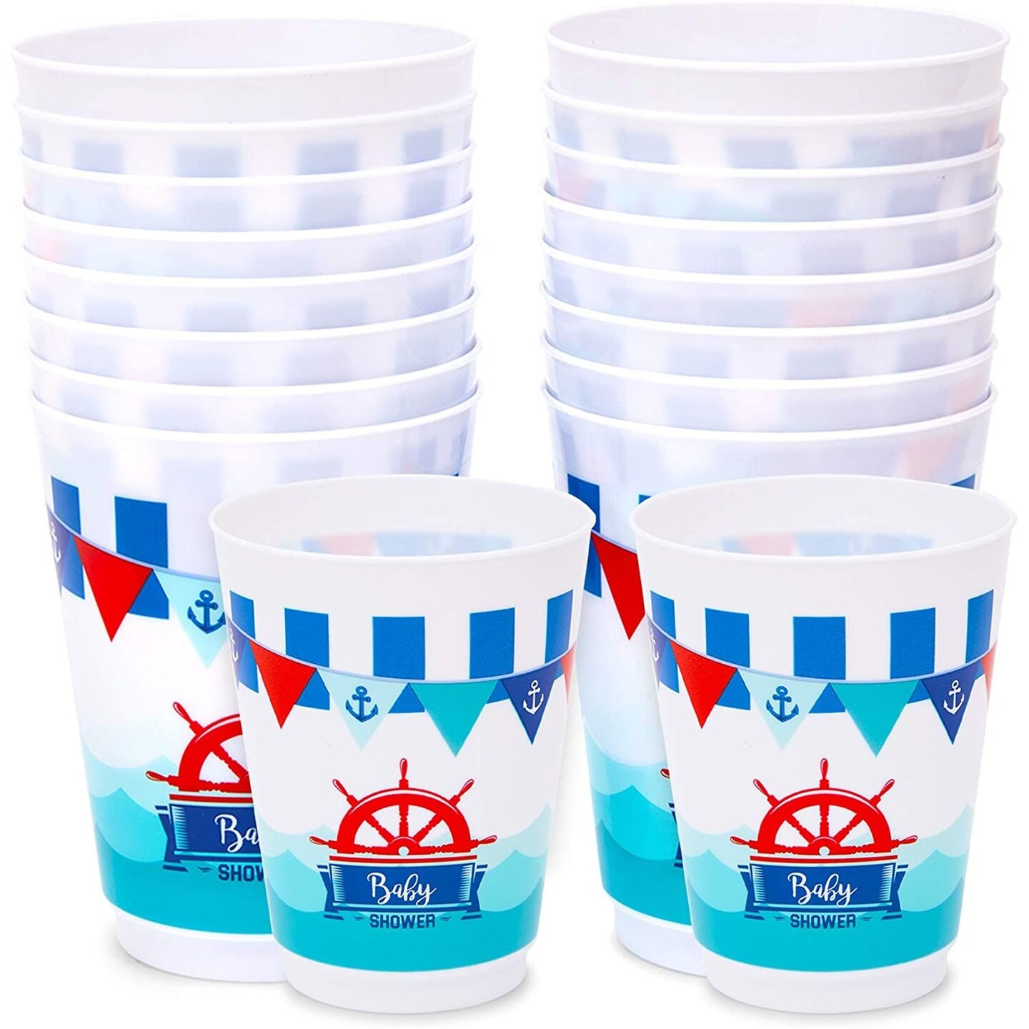 Nautical Plastic Cups for Baby Shower (16 Oz, 16 Pack) | Michaels