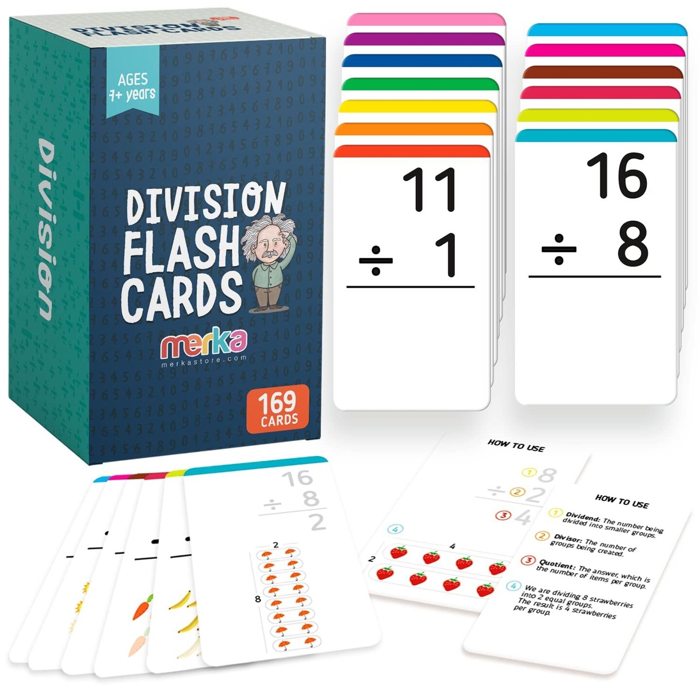 merka 3rd Grade Division Flash Cards for Kids, Set of 169 Division ...