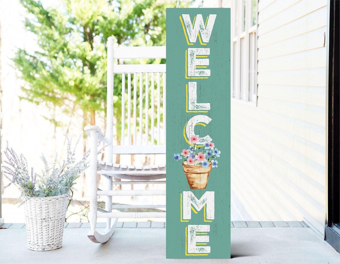 36in Spring Welcome Sign for Front Door Wooden Porch Sign, Front Porch ...