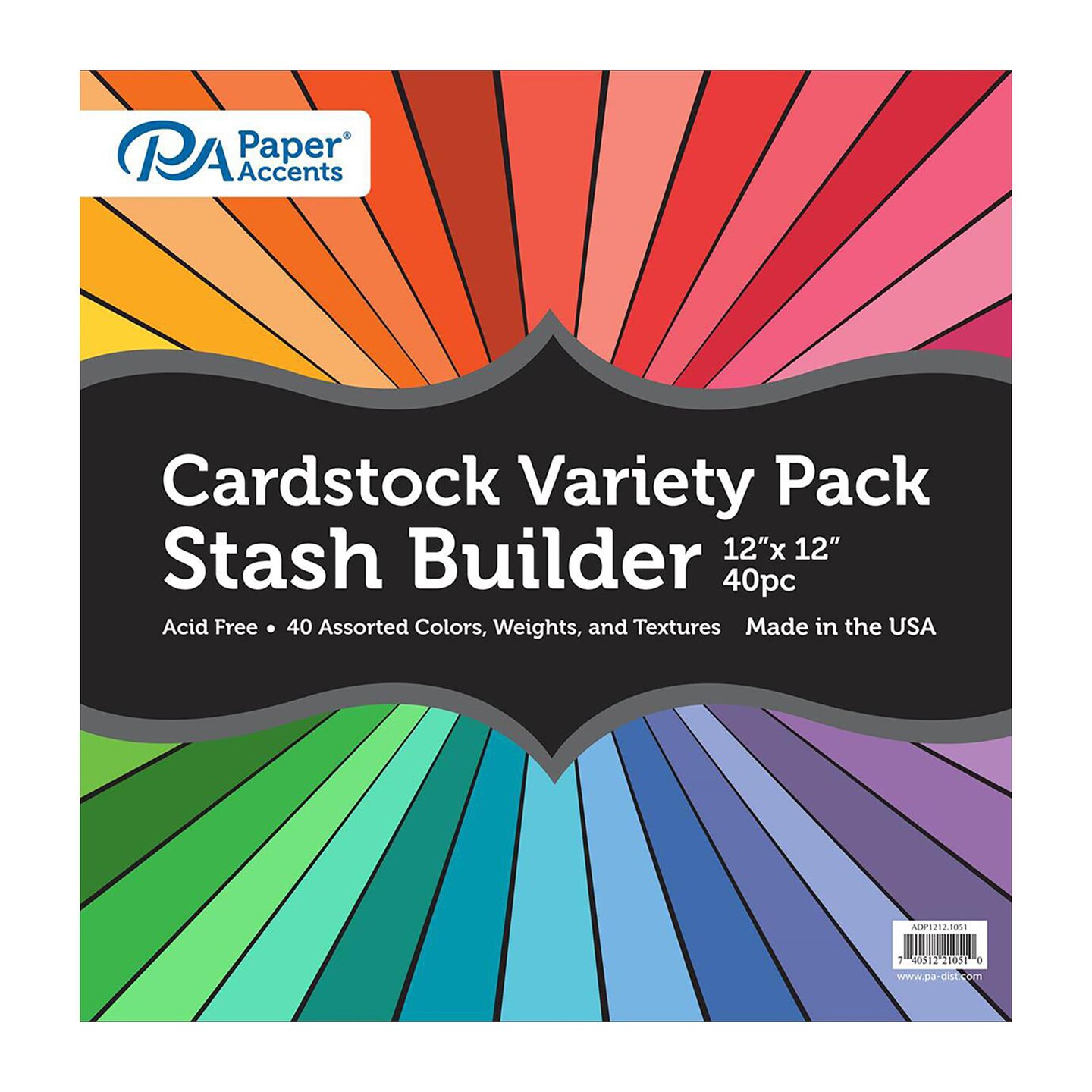 PA Paper Accents Rainbow Cardstock 12" x 12" Variety Pack, Modern Hues ...