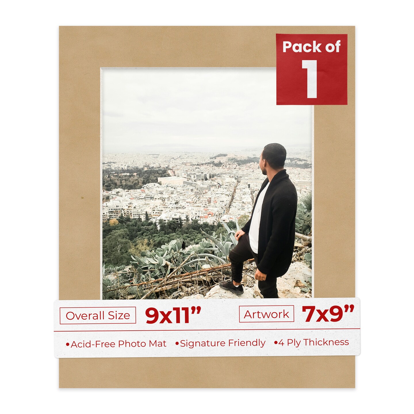 Beige Suede Mat Board for 9x11 Frames - Fits 7x9 Photos, Color: Brown ...