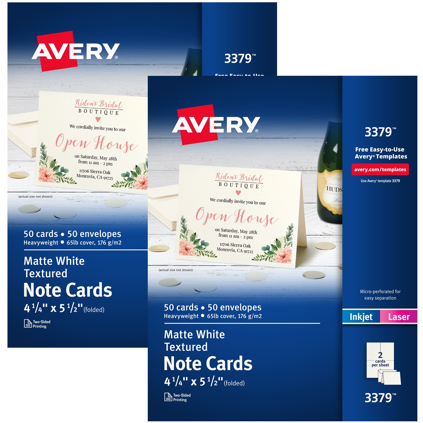 Avery Printable Note Cards, Envelopes Included, 4.25" x 5.5", Textured ...