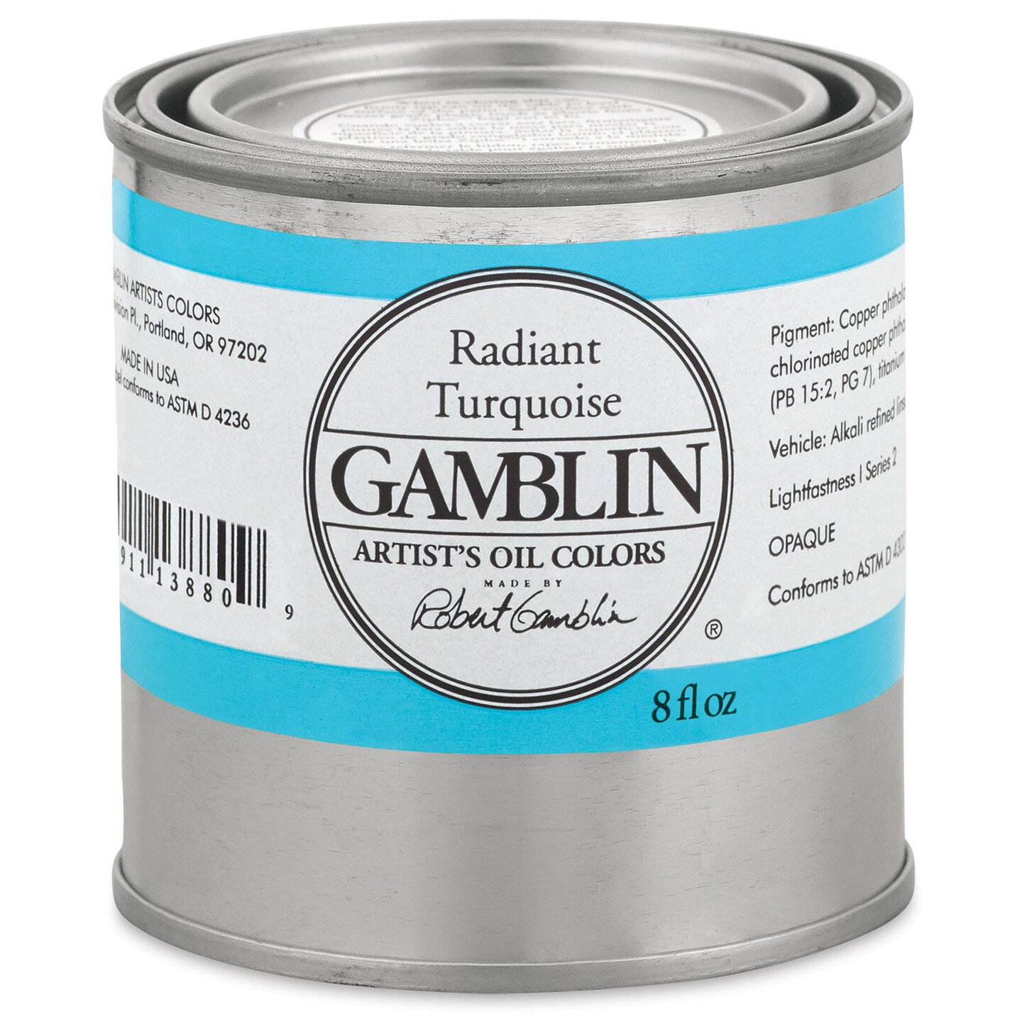 Gamblin Artist's Oil Color - Radiant Turquoise, 8 oz Can, Color: Blue ...