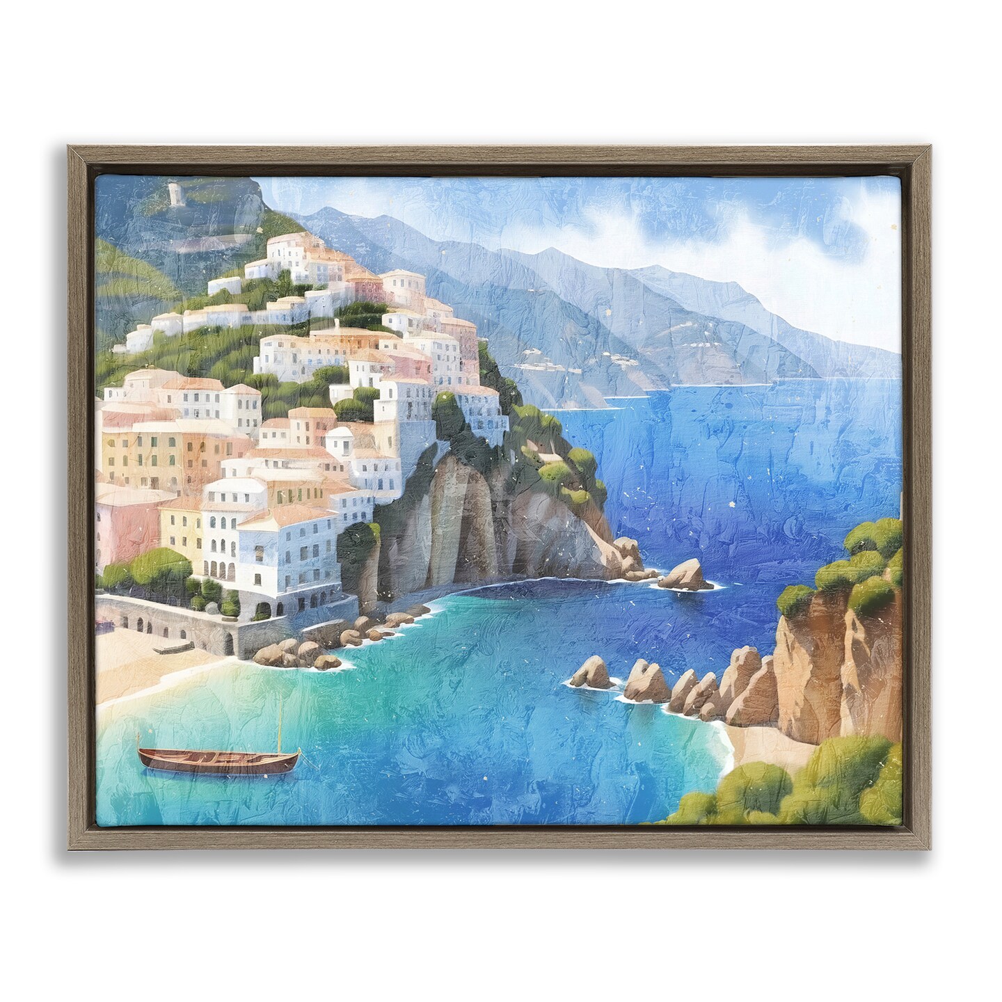 Stupell Industries Vibrant Coastal Seascape Floating Frame Design by ...