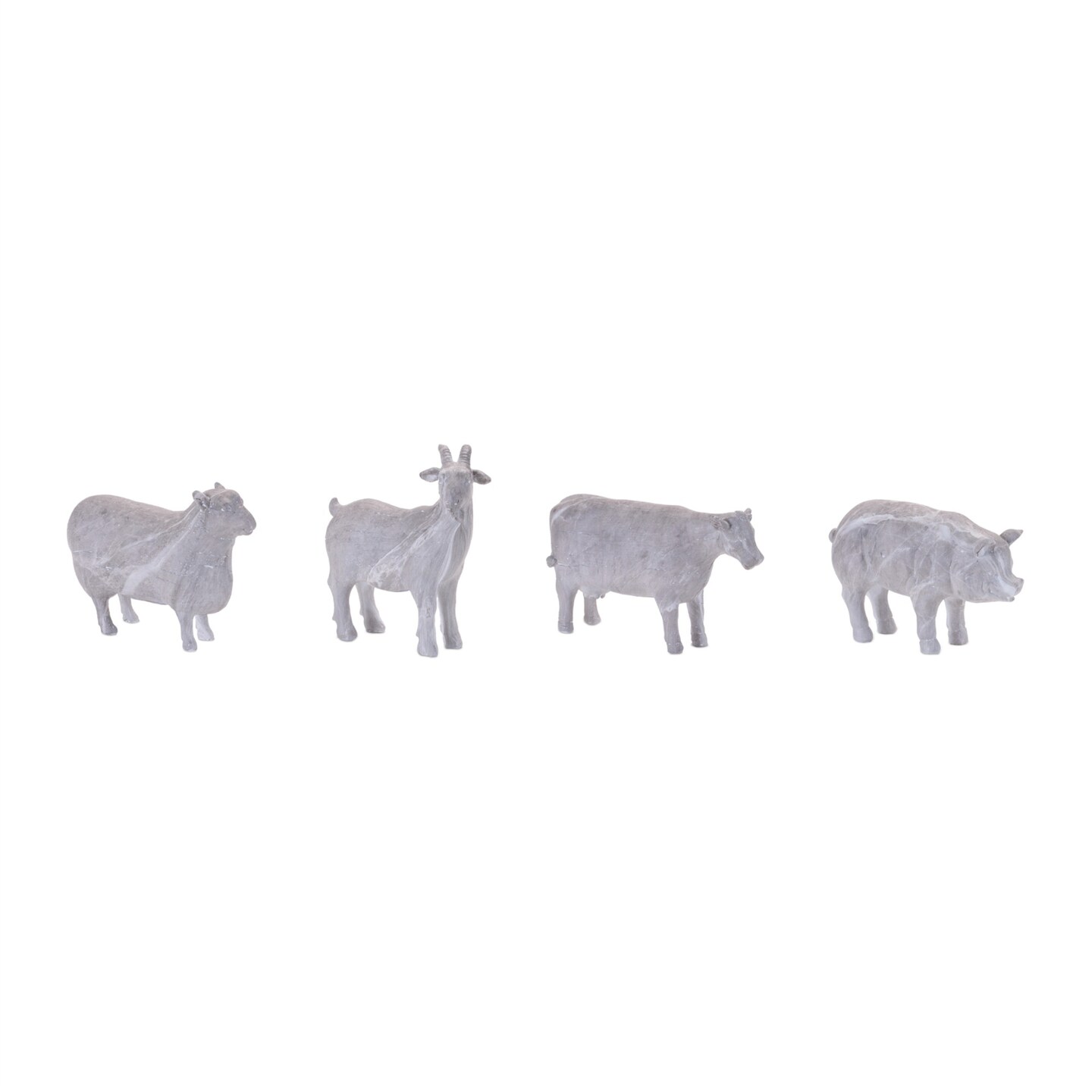 Melrose Rustic Style Farm Animal Figurines - 6" - Gray - Set of 4 ...