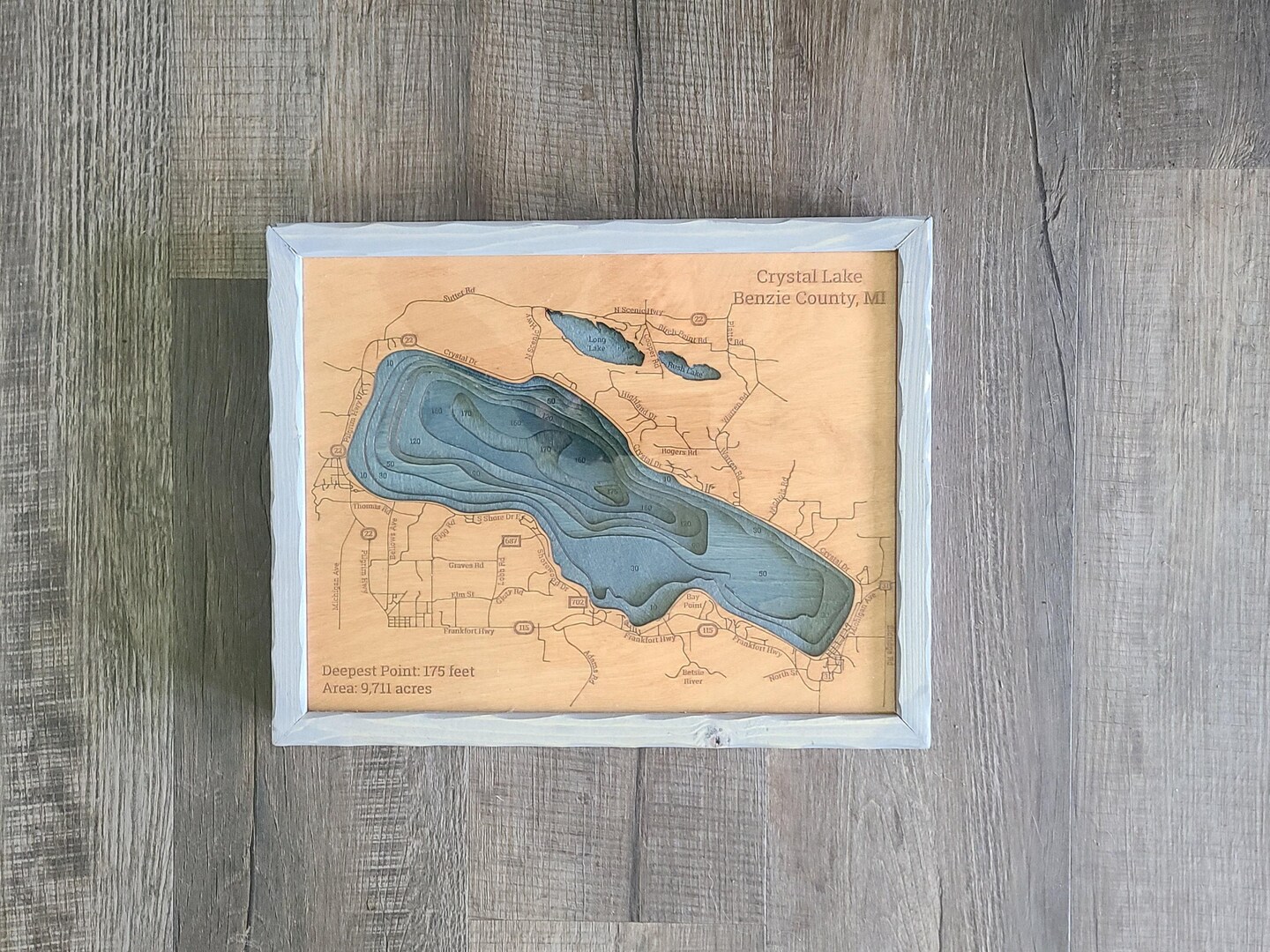 Crystal Lake - Benzie County, MI 3d Wood Map | MakerPlace by Michaels