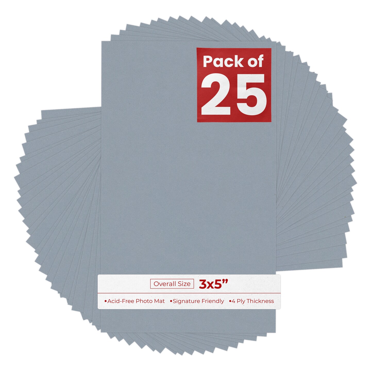 Mid Grey 3x5 Inch Uncut Mat Board - Blank Sheets, No Opening, Color ...