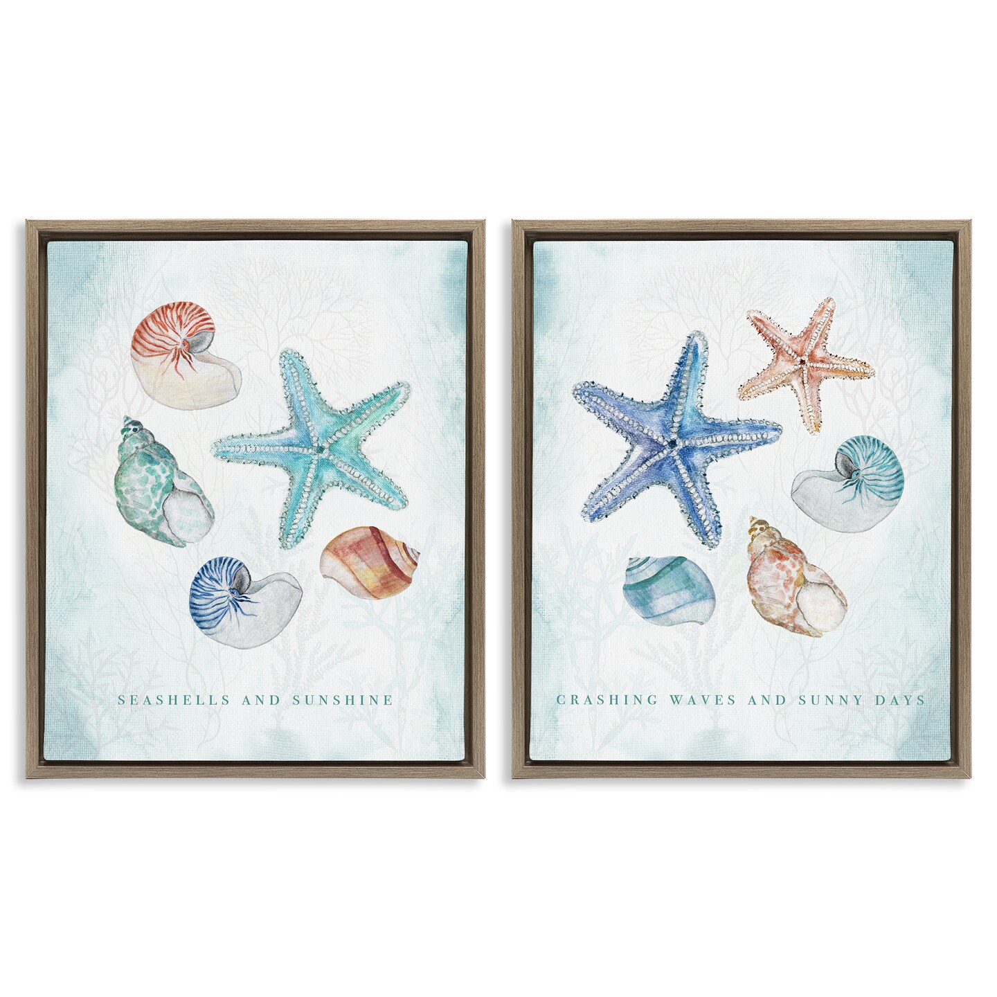 Stupell Industries Beach Themed Sayings 2pc Floating Frame Set By Janet ...