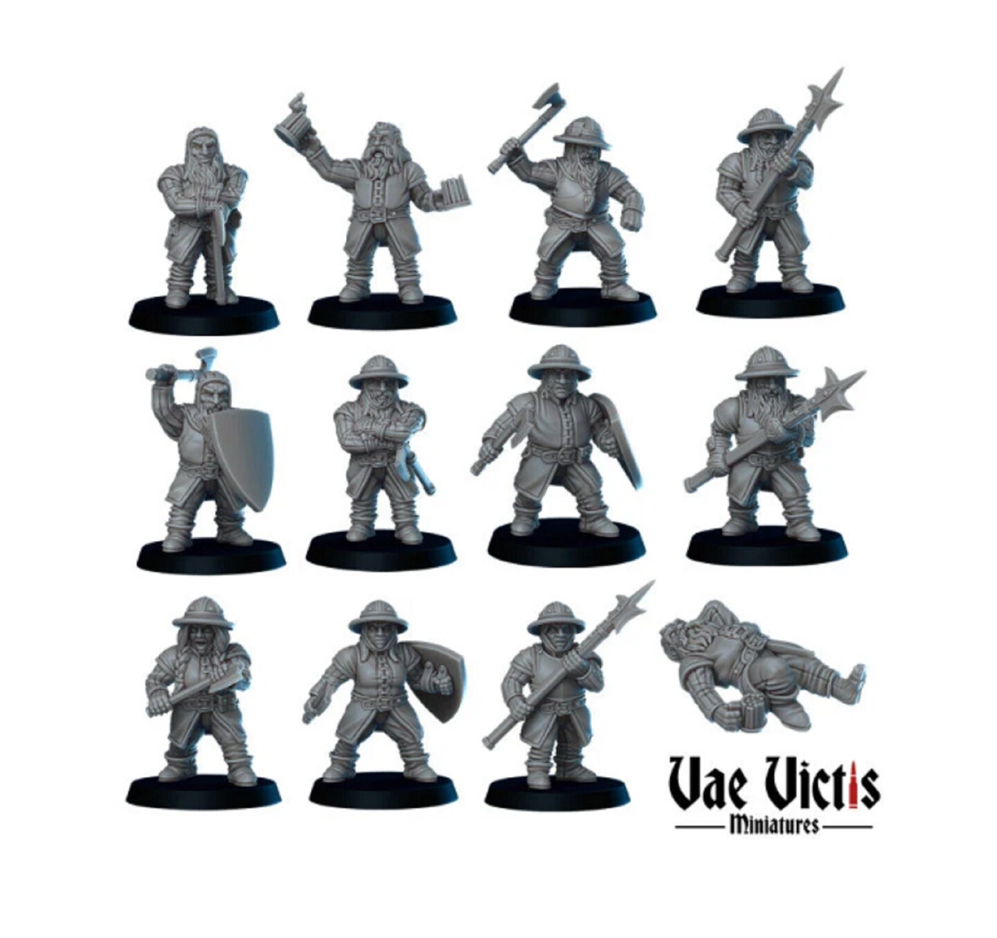 12pc Dwarf Warriors DnD Dungeons and Dragons 28mm or 32mm Armored ...