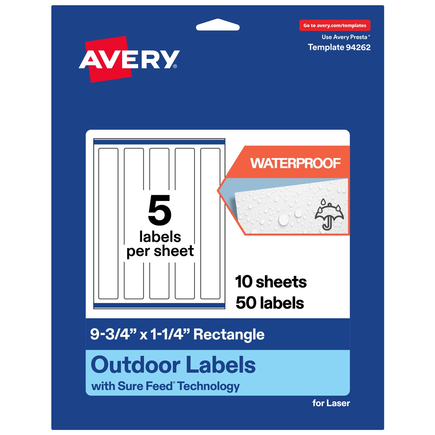 Avery Outdoor Waterproof Labels, 9.75" x 1.25" Rectangle, Color: White ...