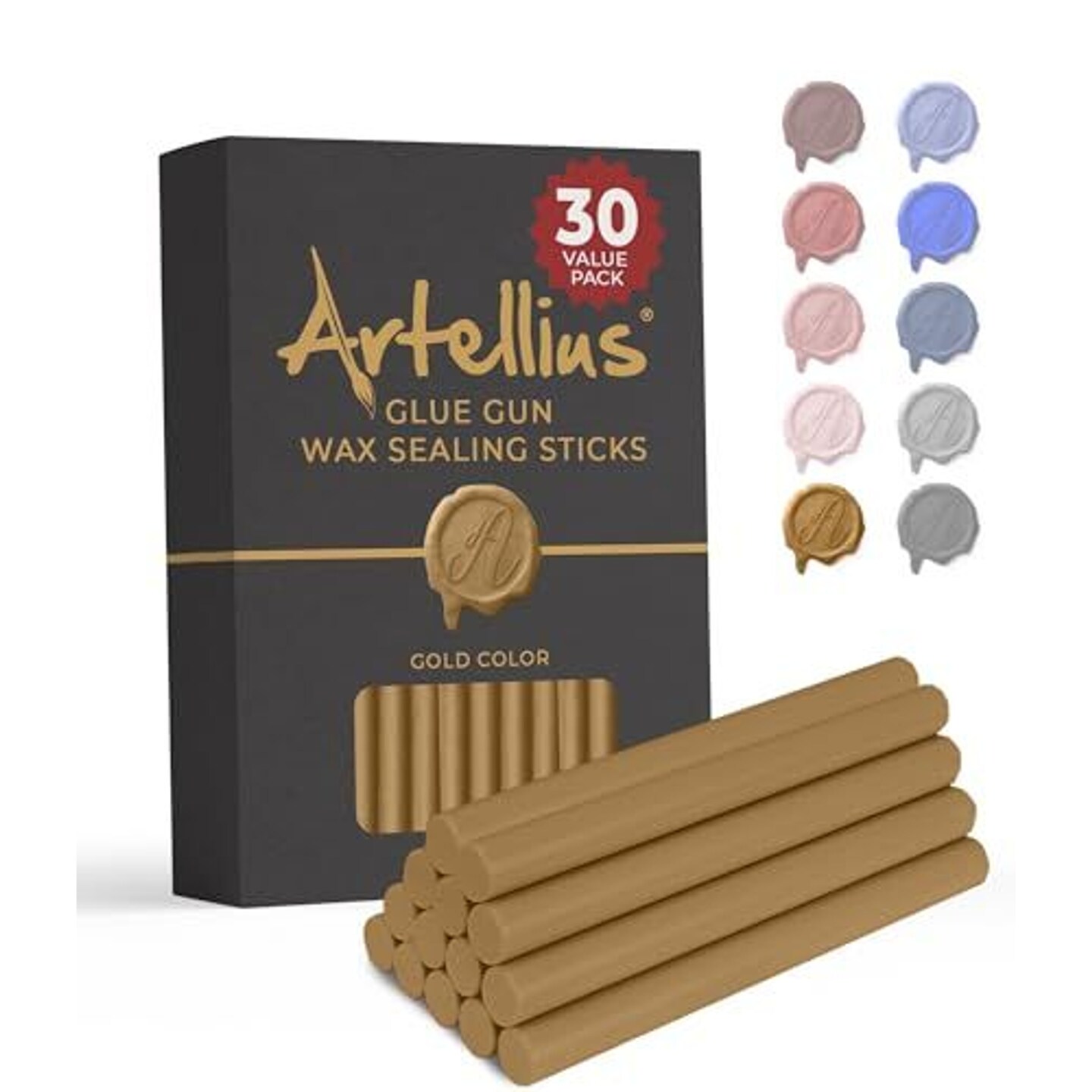 Artellius Premium Sealing Wax Sticks (Bulk 30 Pack) Wax Seal Glue Gun ...