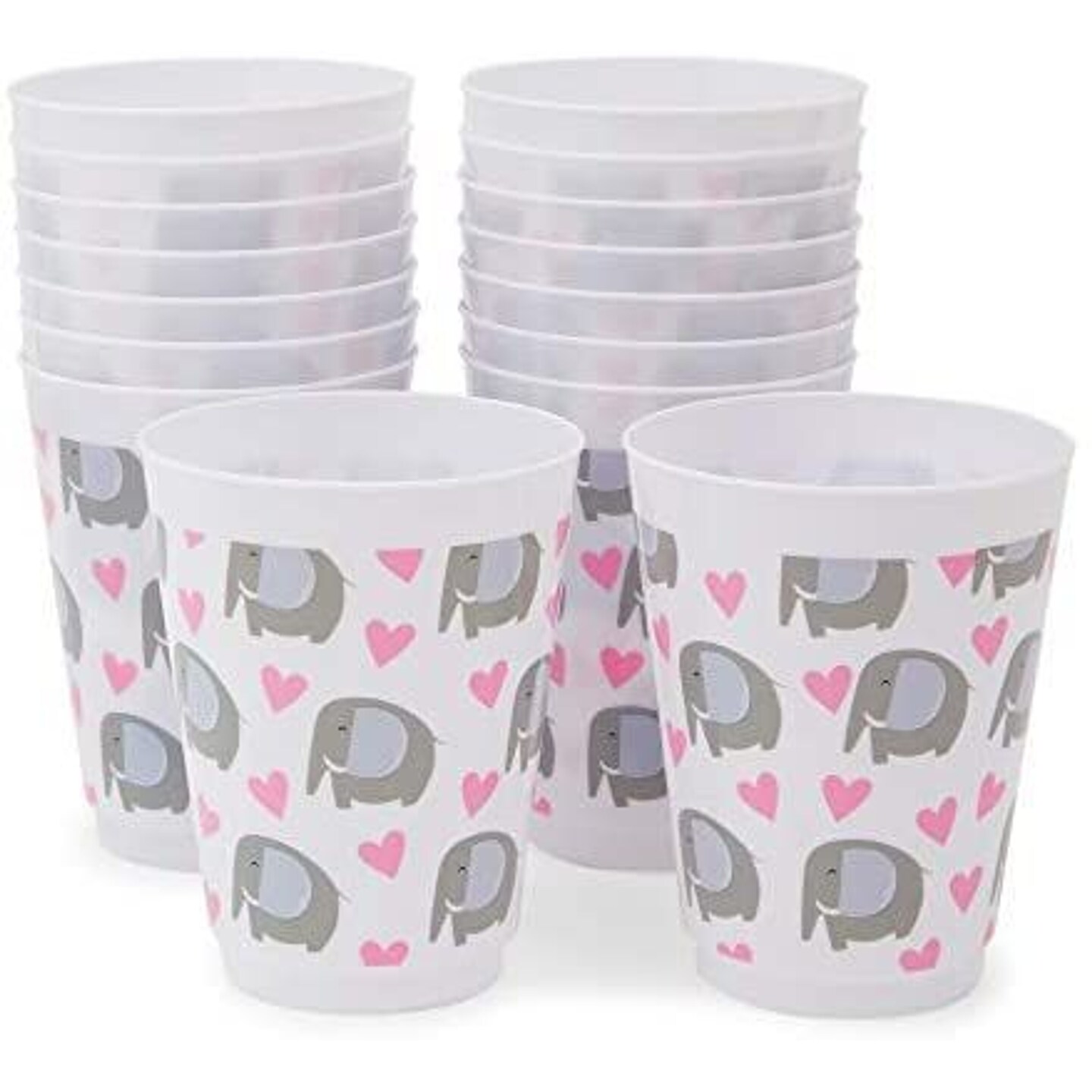 16 oz Plastic Tumbler Cups, Elephant Baby Shower Decorations for Girl ...