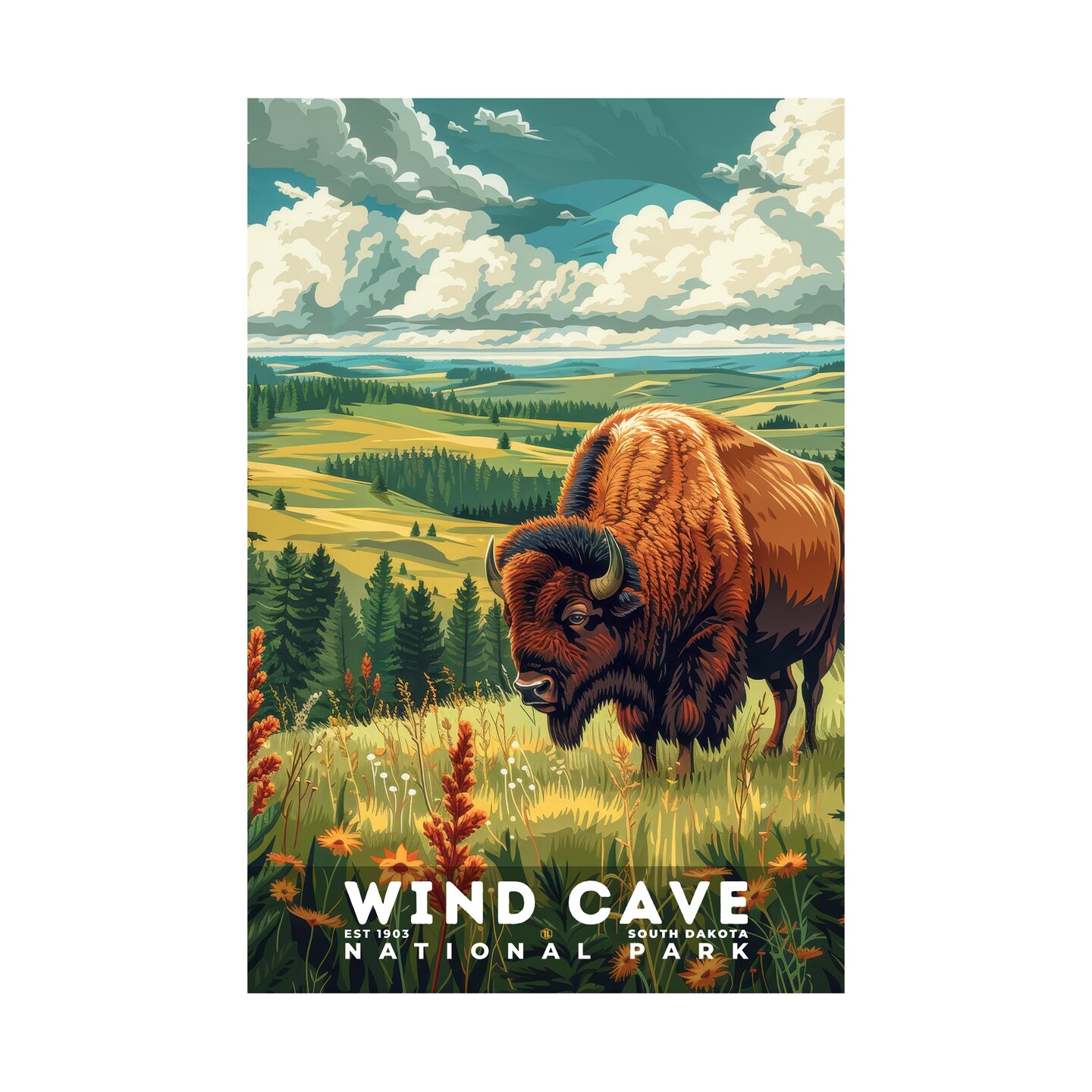 Wind Cave National Park Poster, Travel Art, Office Poster, Home Decor ...