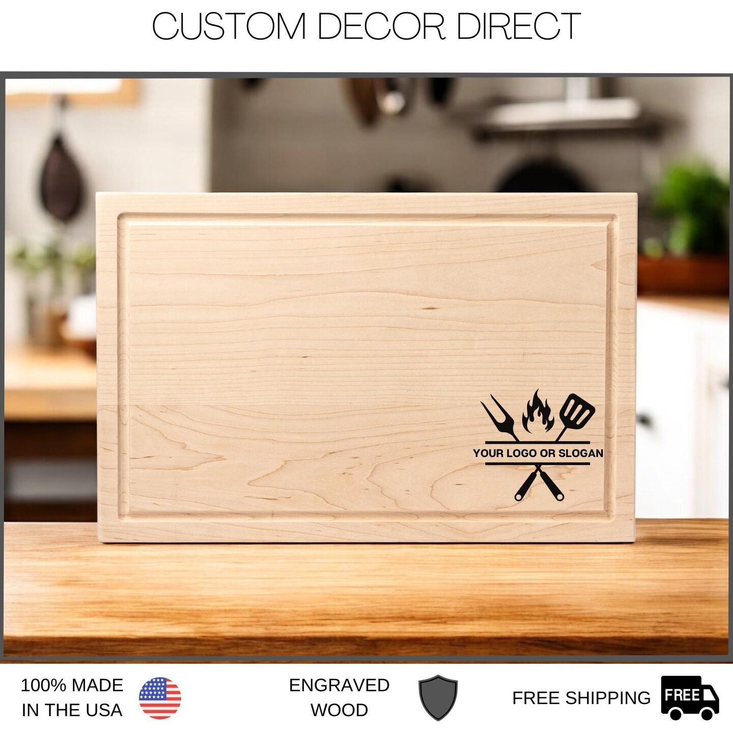 Custom Text Logo Cutting Board, 1 Inch thick Wood Cutting Board ...