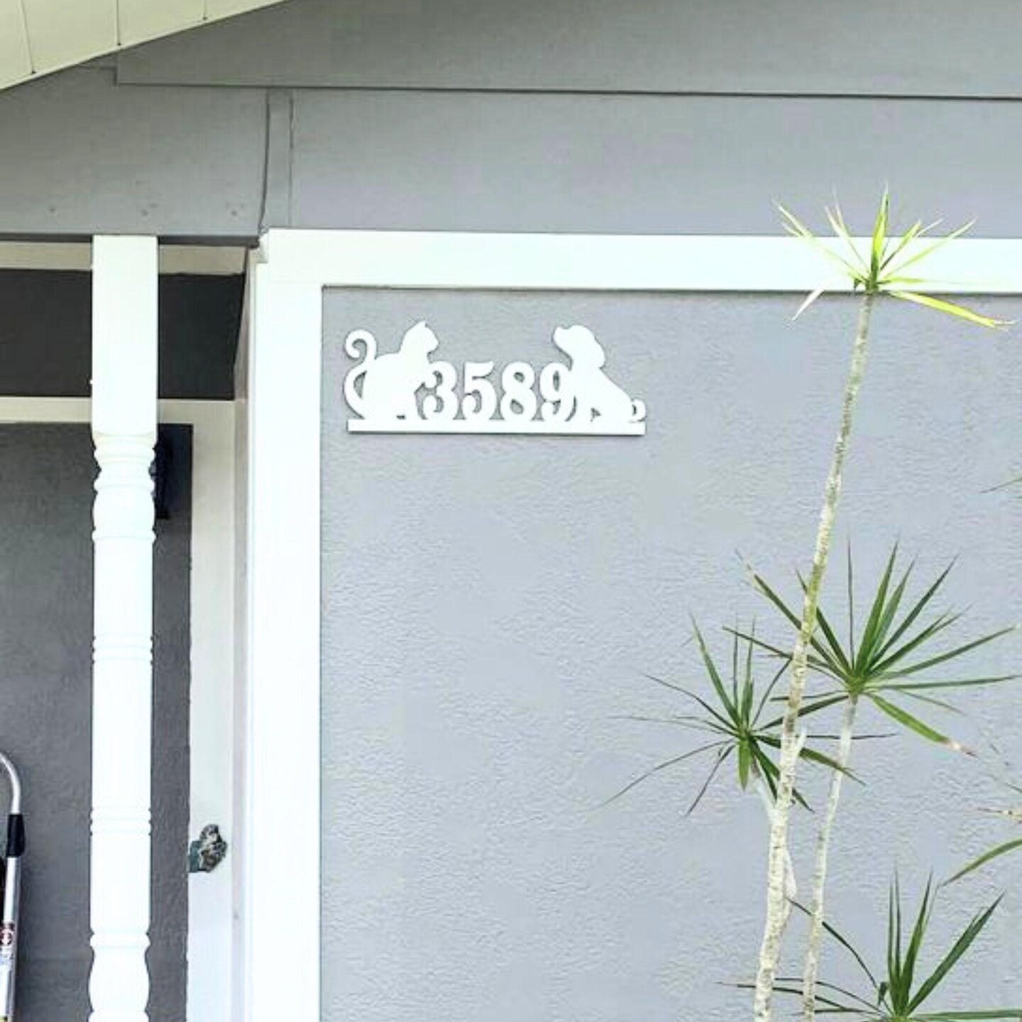 House Number Sign, Cat and Dog, Address Plaque, Address Sign, Custom ...