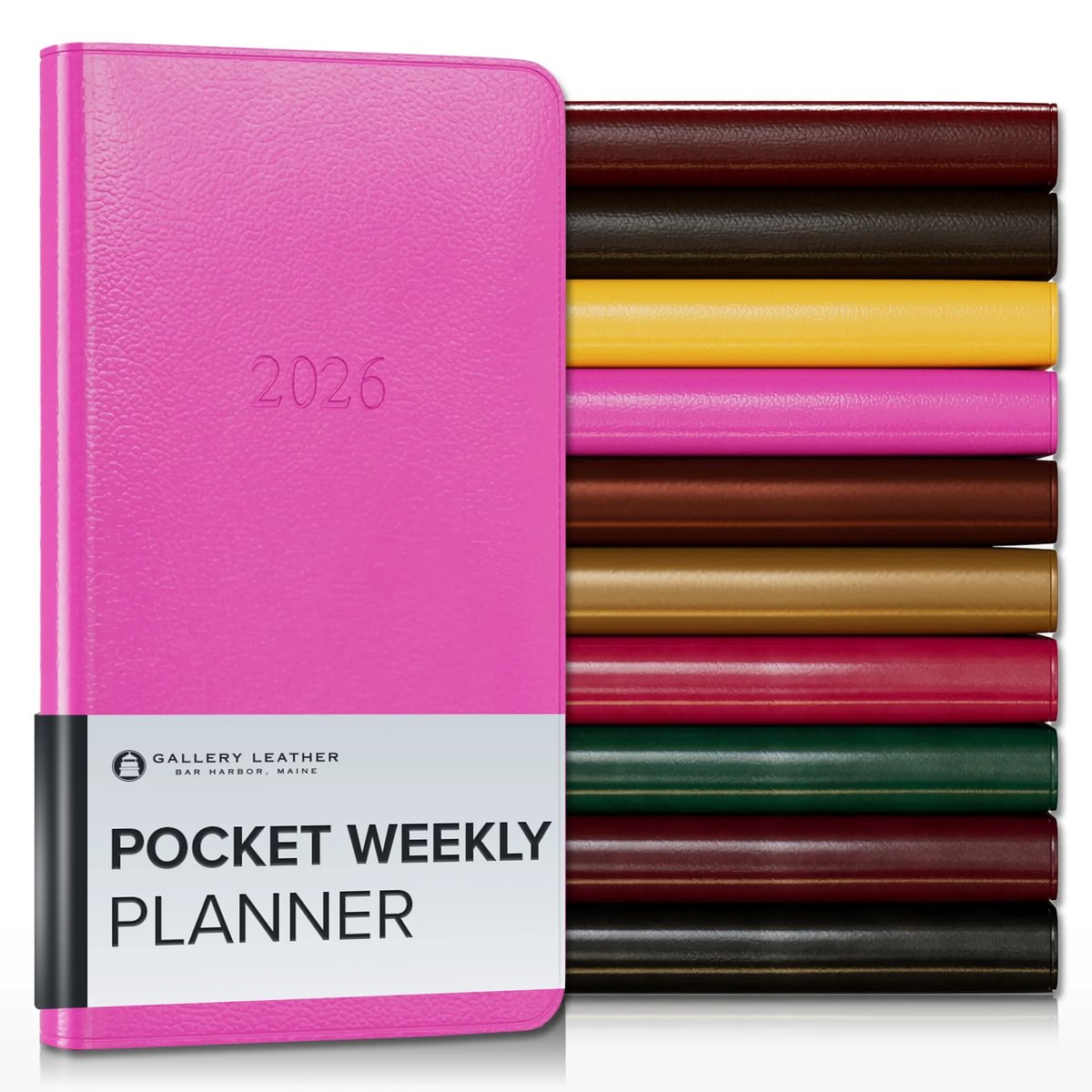 Gallery Leather Pocket Weekly and Monthly Planner 2026, Elegantly Bound ...