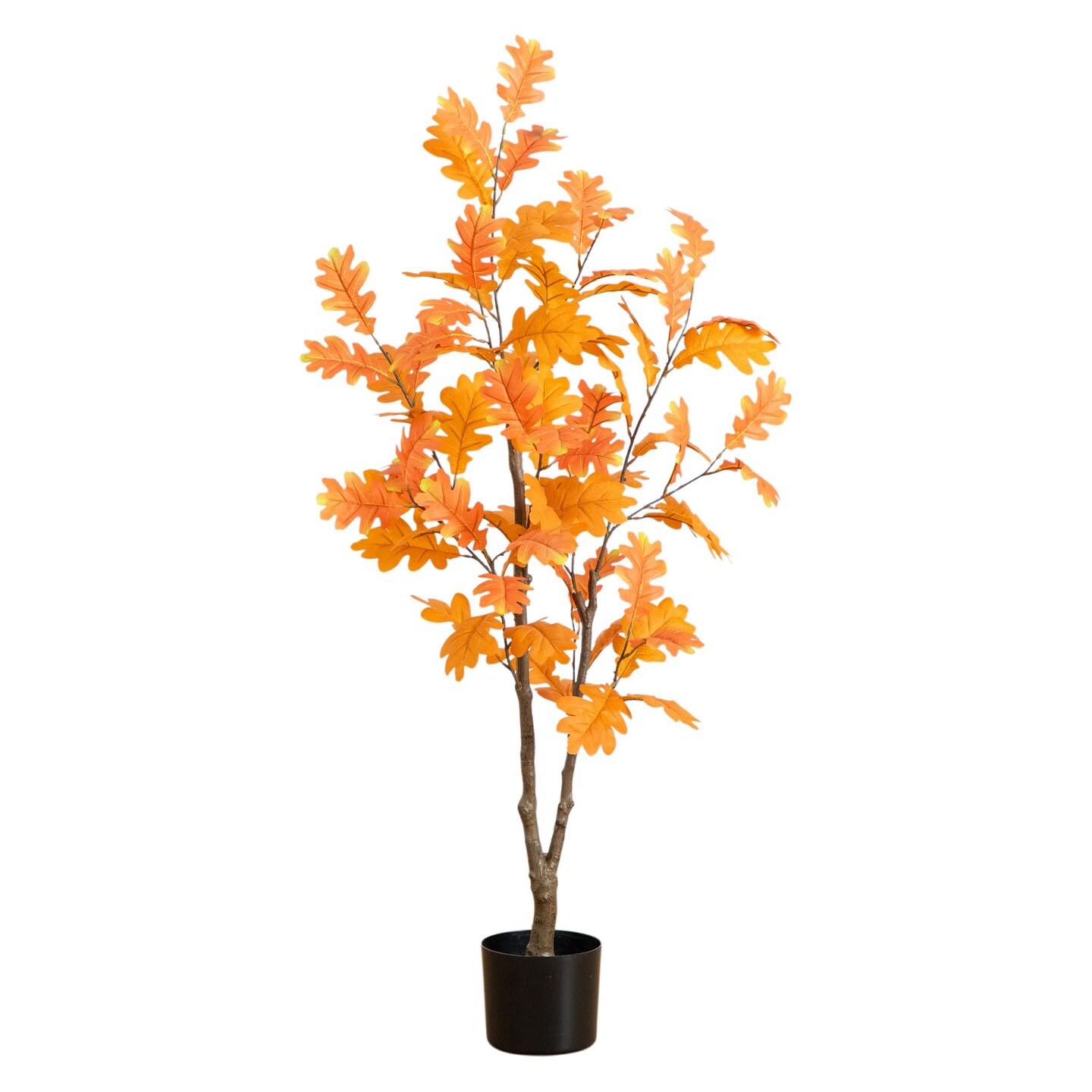 Nearly Natural Autumn Oak Artificial Potted Tree - 4', Color: Orange ...