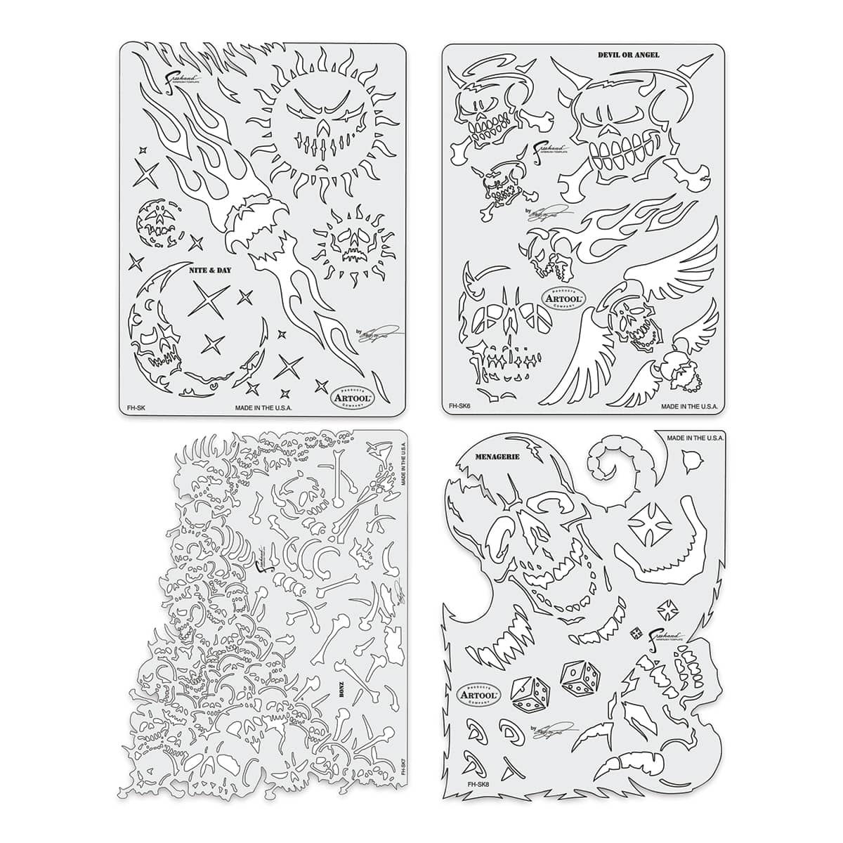 Iwata Artool Freehand Template - Set of 4, Son of Skull Master, Count ...