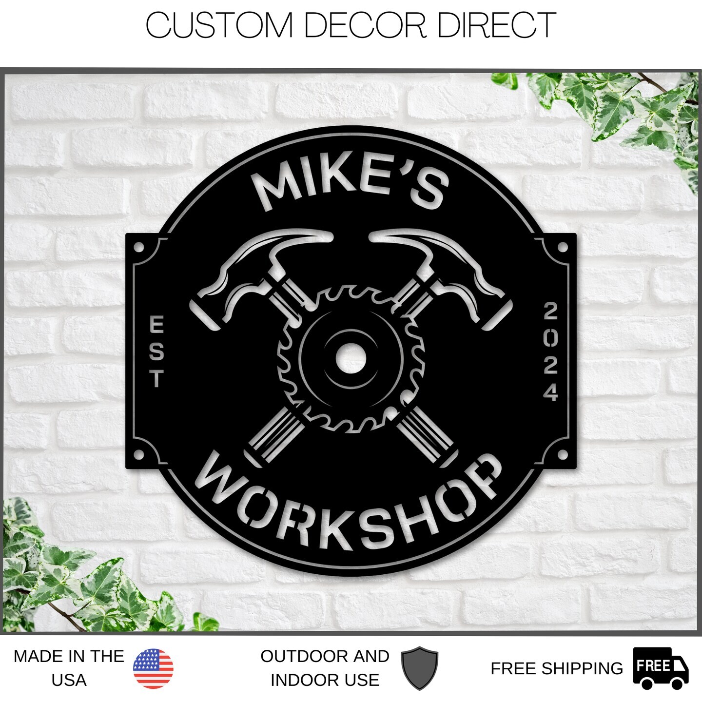 Custom Workshop Sign, Personalized shop Sign, Father's day Gift ...