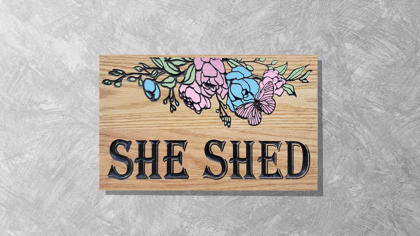 Personalized She Shed Sign | She Shed Sign with Flowers | For Her ...