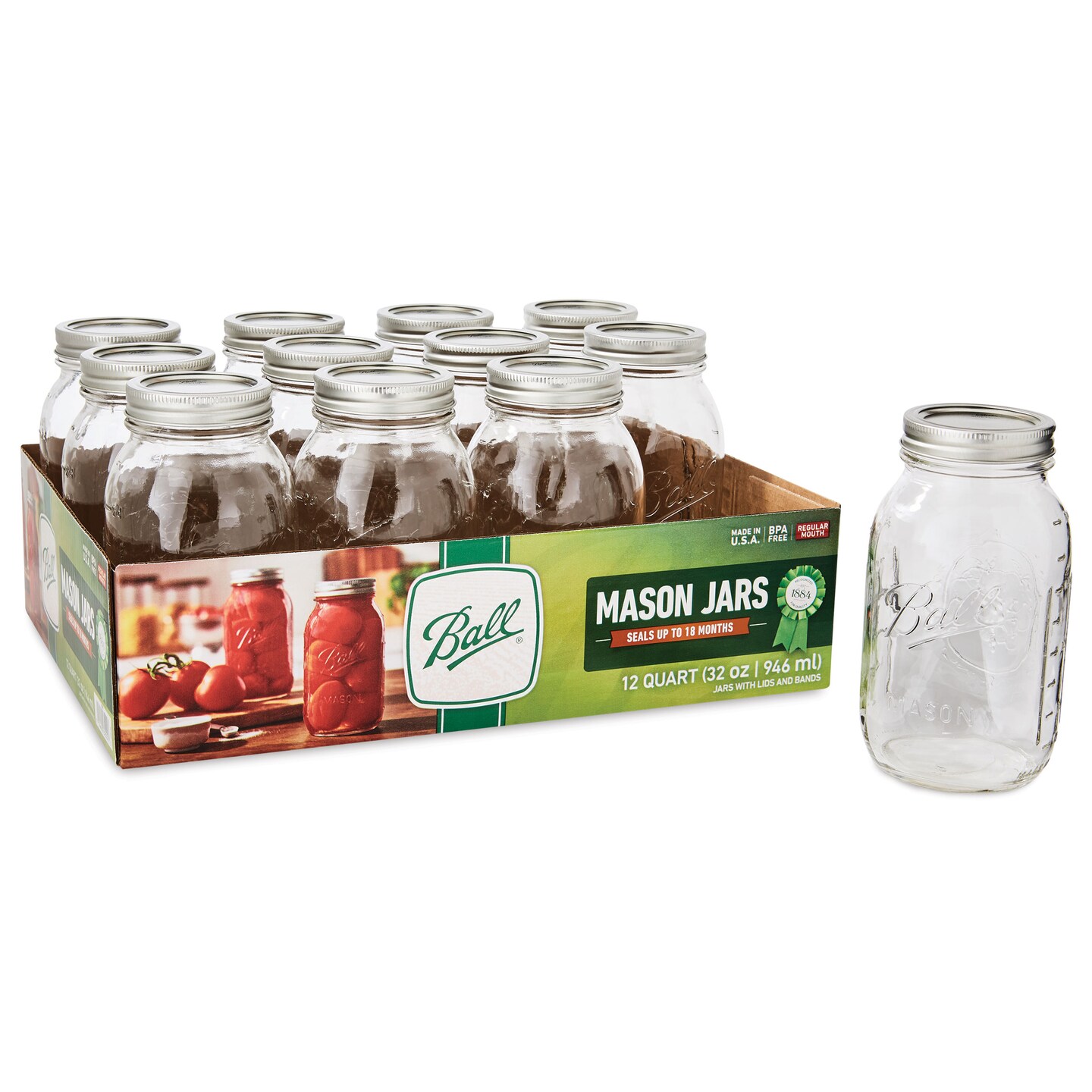 Ball Mason Jars and Lids - 32 oz, Regular Mouth, Pkg of 12 | Michaels